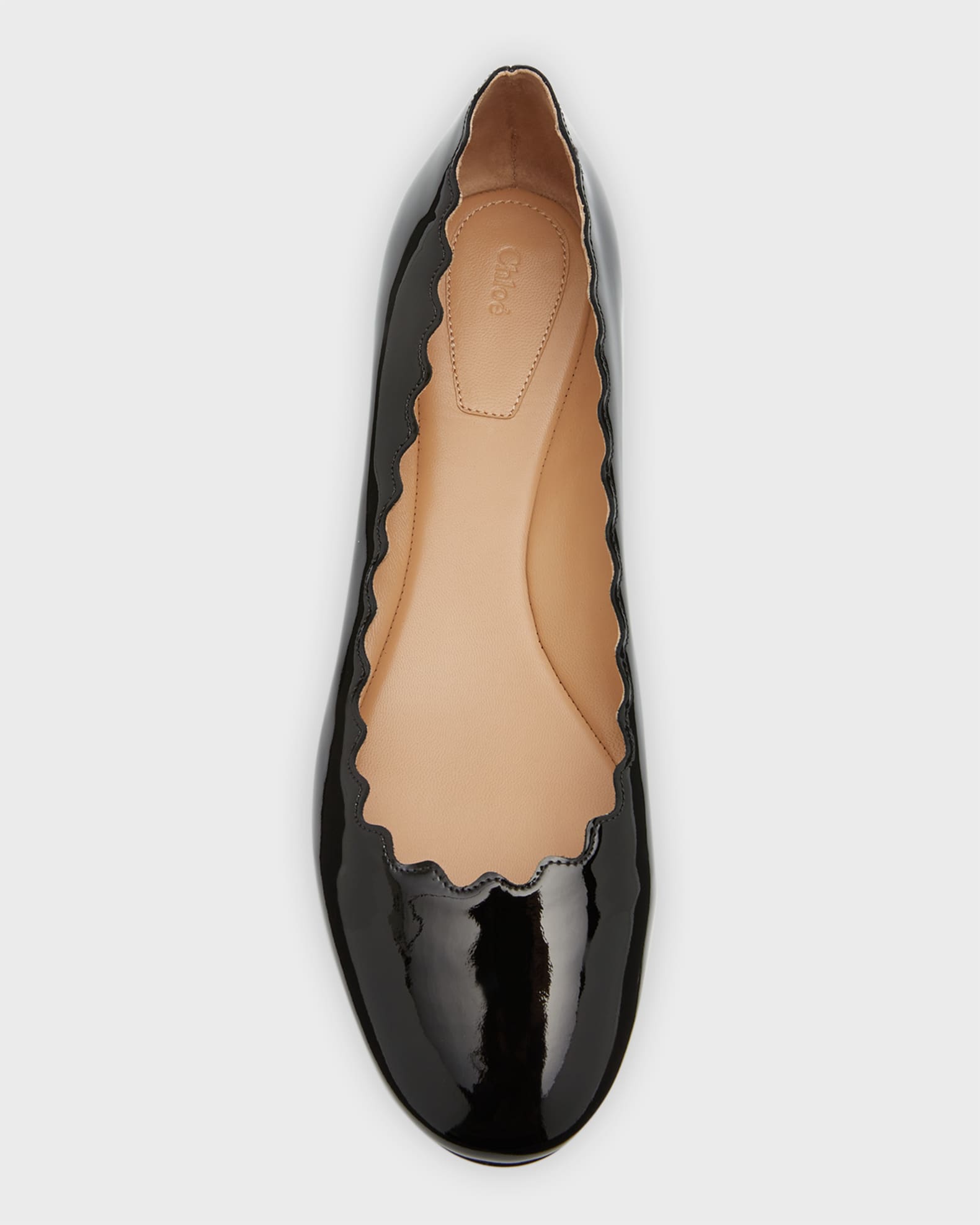 Chloe Lauren Patent Leather Scalloped Ballet Flats | Neiman Marcus