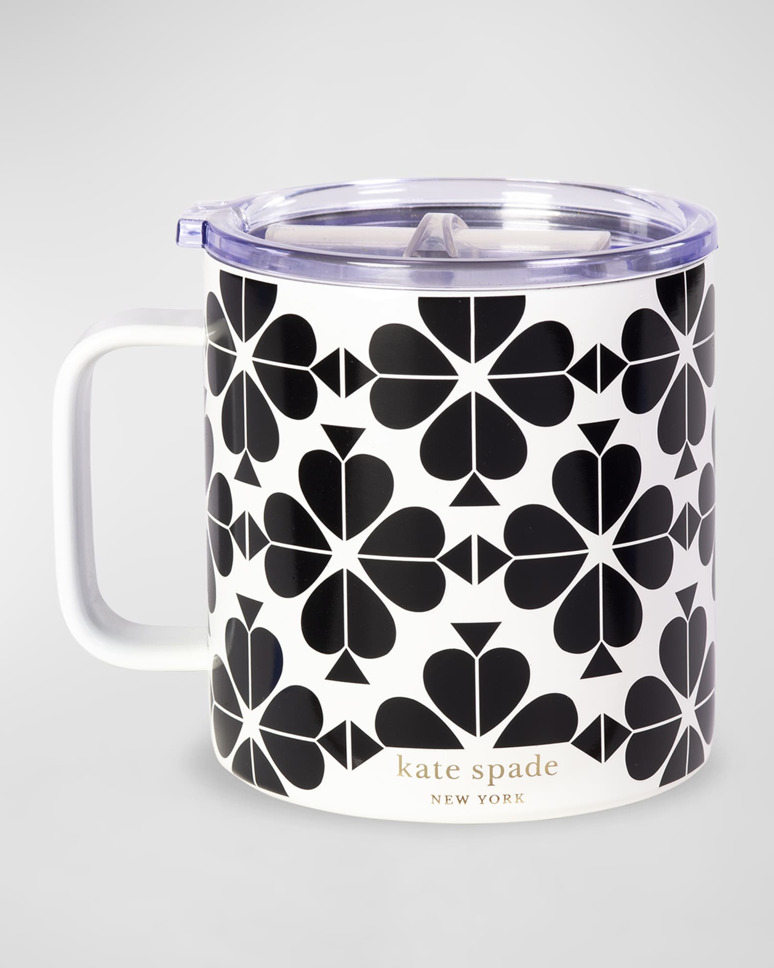 kate spade new york black spade flower stainless steel coffee mug ...