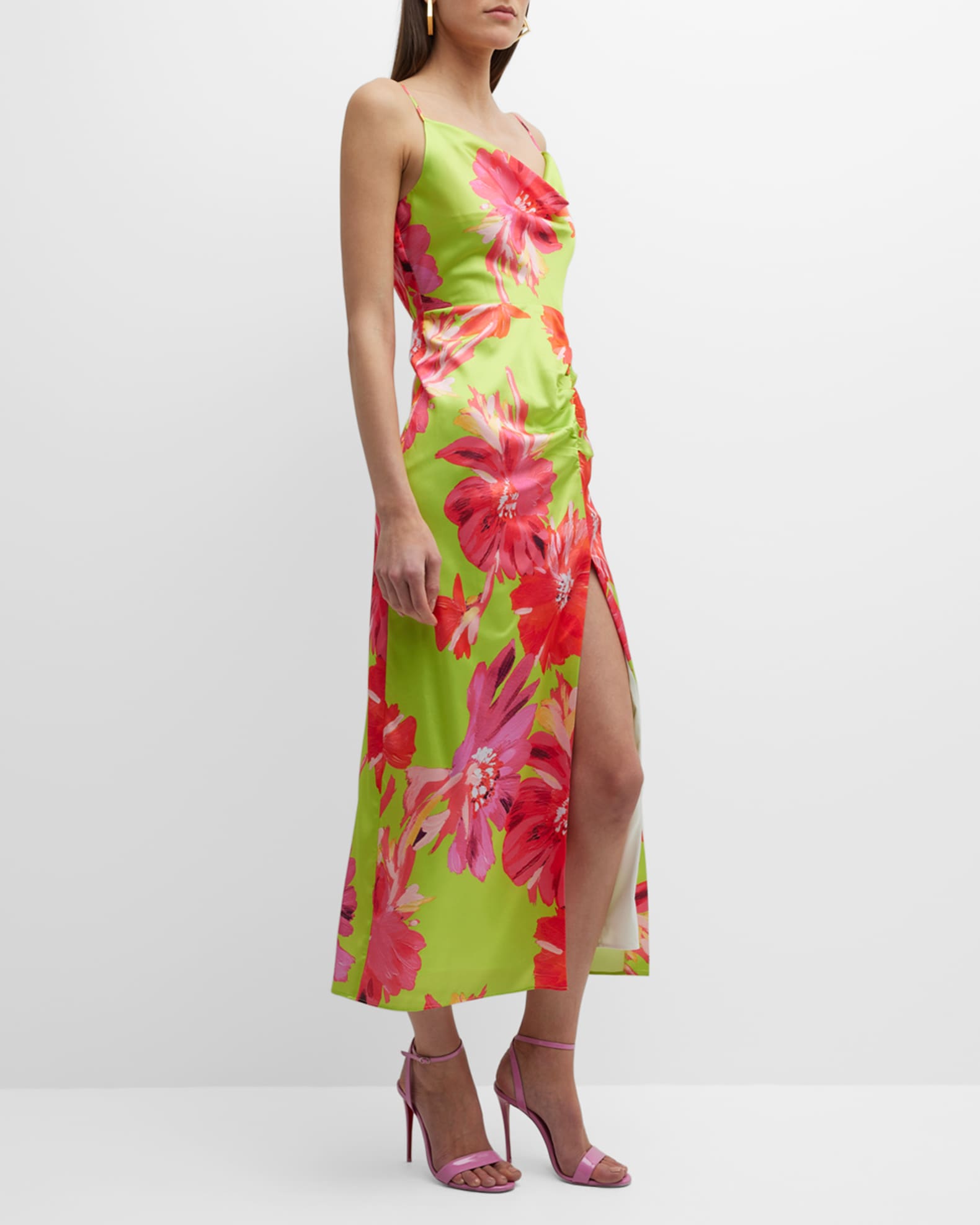 Milly Lillana Floating Cosmos Midi Slip Dress | Neiman Marcus