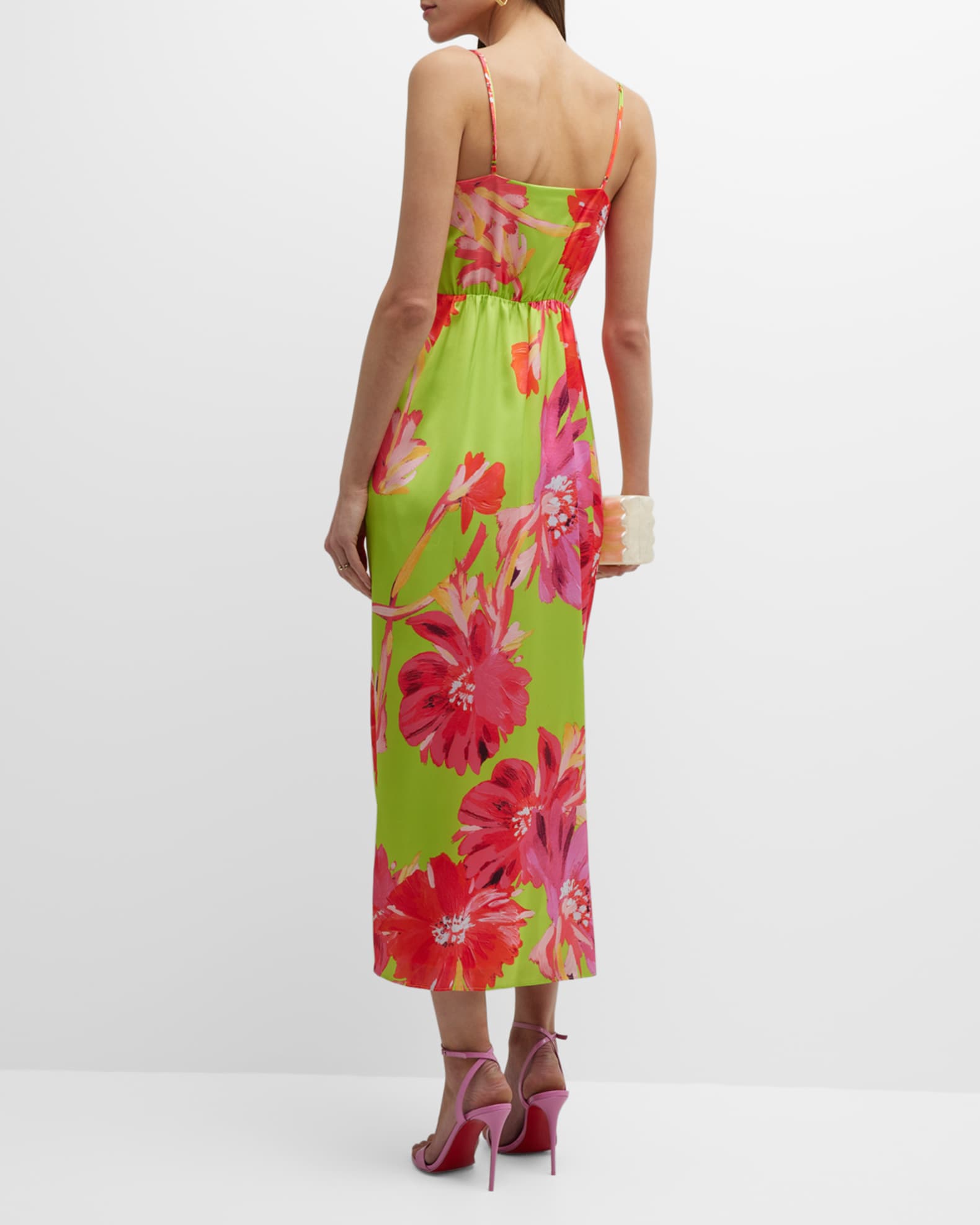 Milly Lillana Floating Cosmos Midi Slip Dress | Neiman Marcus