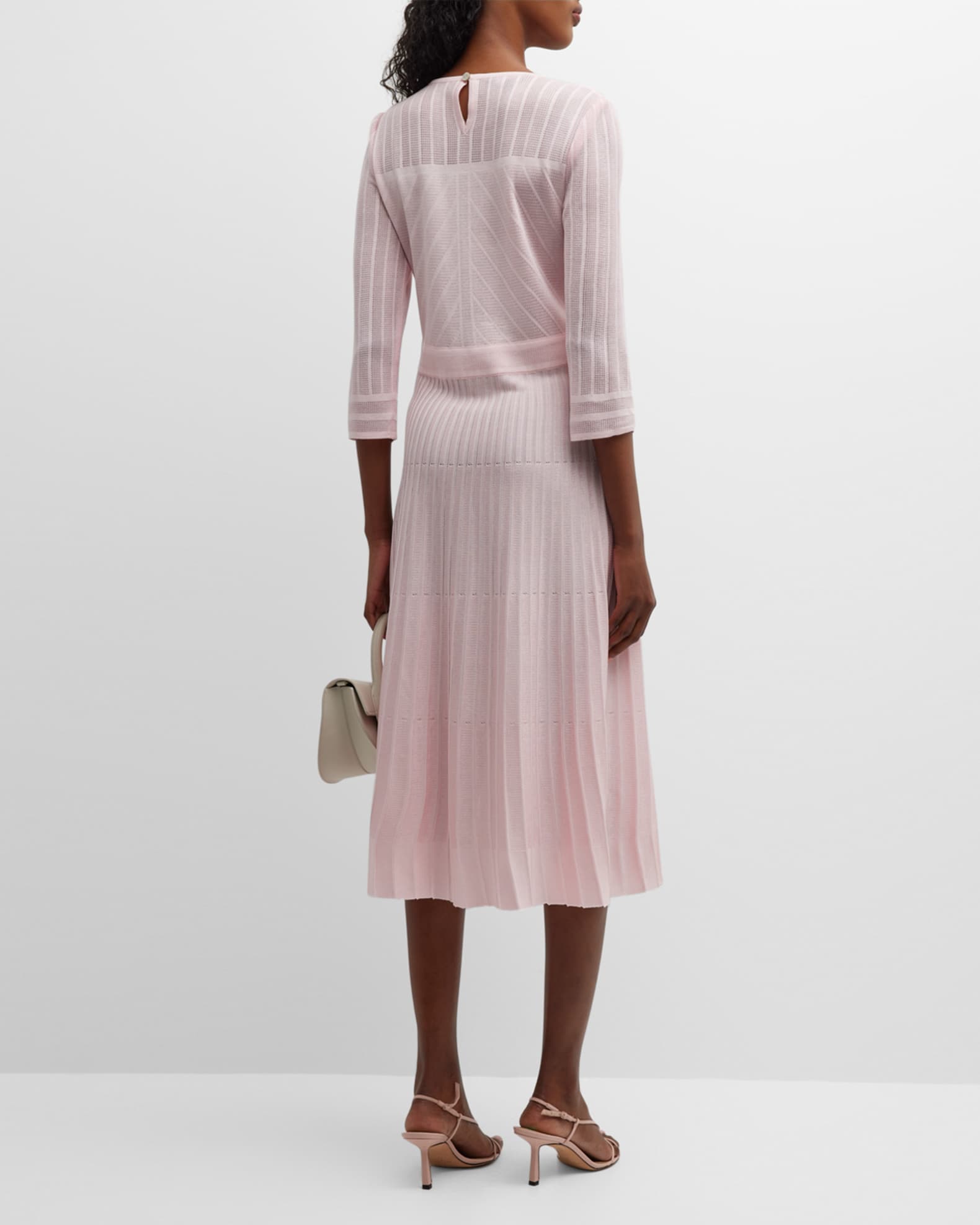 Misook Geometric Knit Pleated Midi Dress | Neiman Marcus