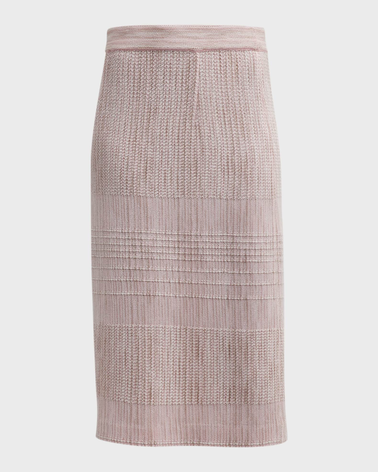 Misook Straight Knit Midi Skirt with Novelty Stitch Detail | Neiman Marcus