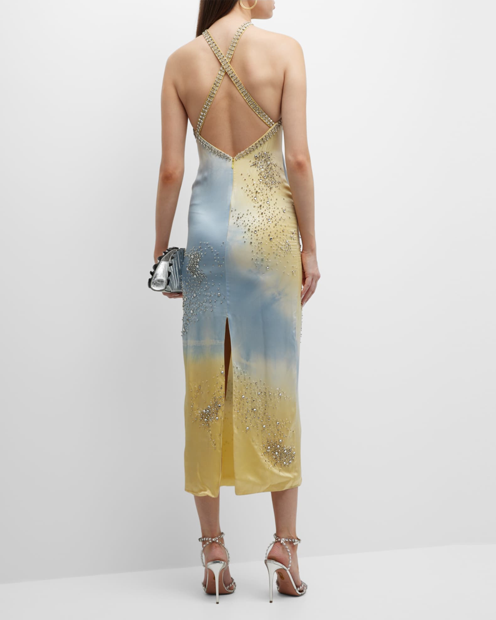 Des Phemmes Crystal-Embellished Midi Dress | Neiman Marcus