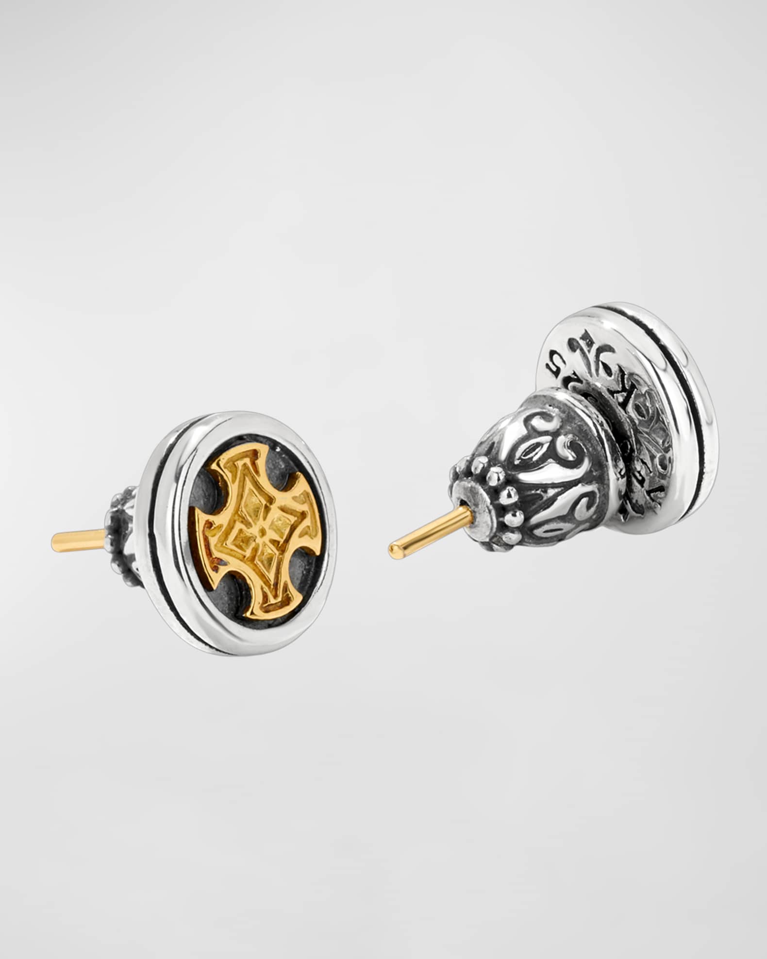 Konstantino Men's Two-Tone Cross Stud Earrings | Neiman Marcus