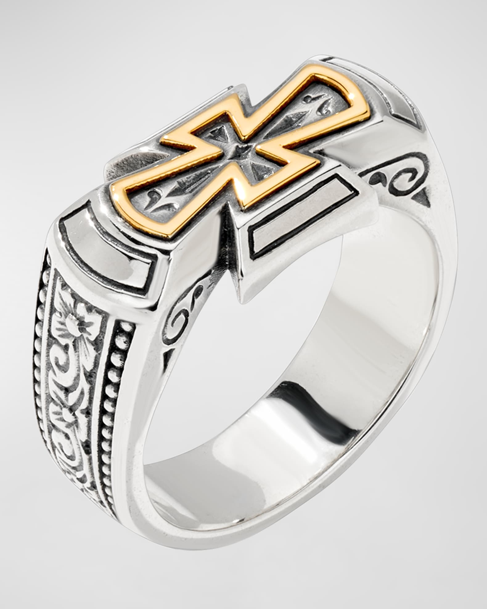 Konstantino Men's Two-Tone Cross Band Ring | Neiman Marcus