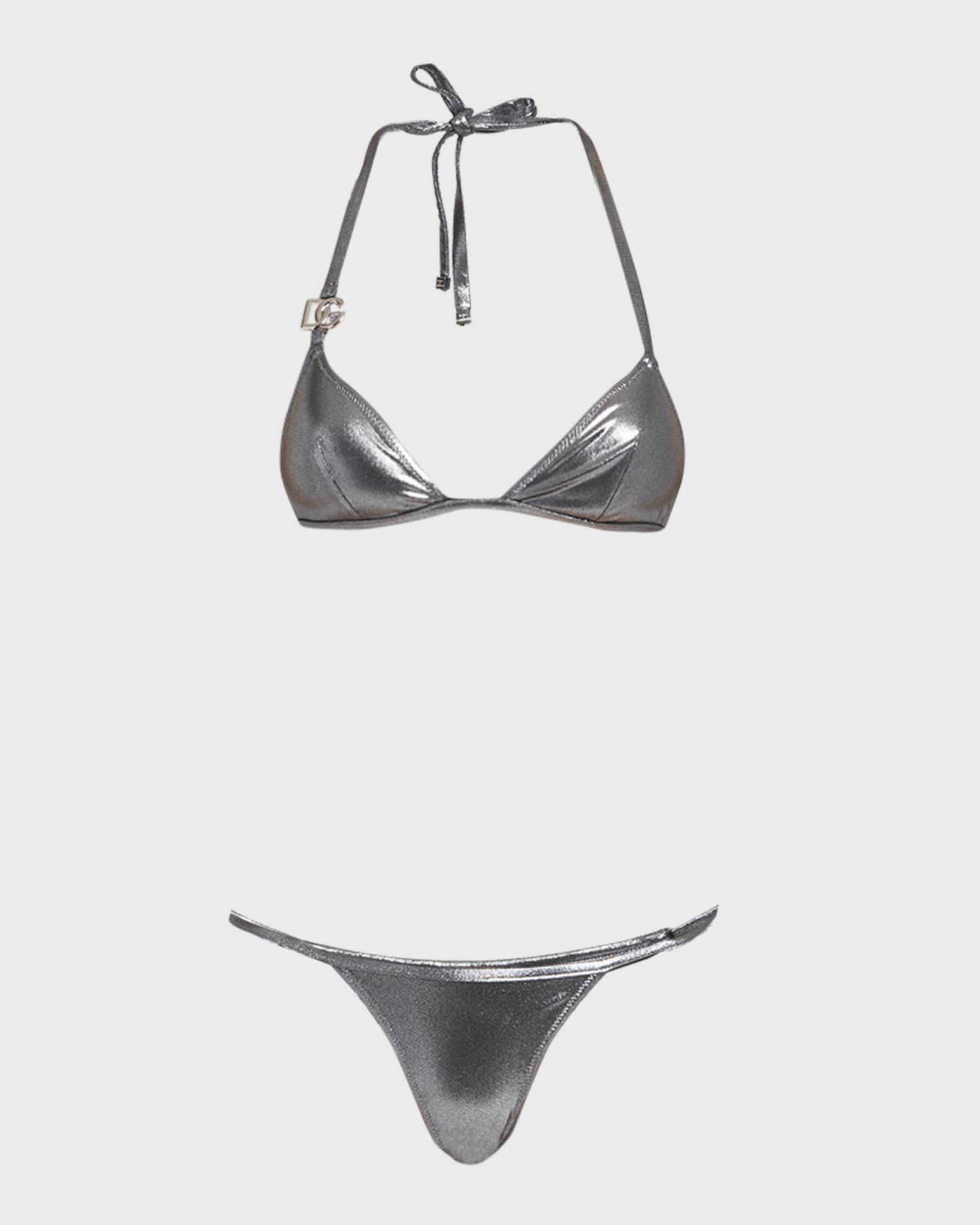 Dolce&Gabbana Argento Metallic Two-Piece Swimsuit | Neiman Marcus