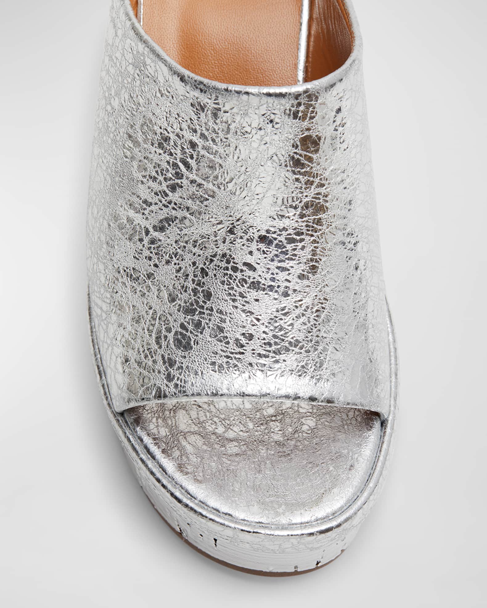 Chloe Oli Metallic Slide Platform Sandals | Neiman Marcus