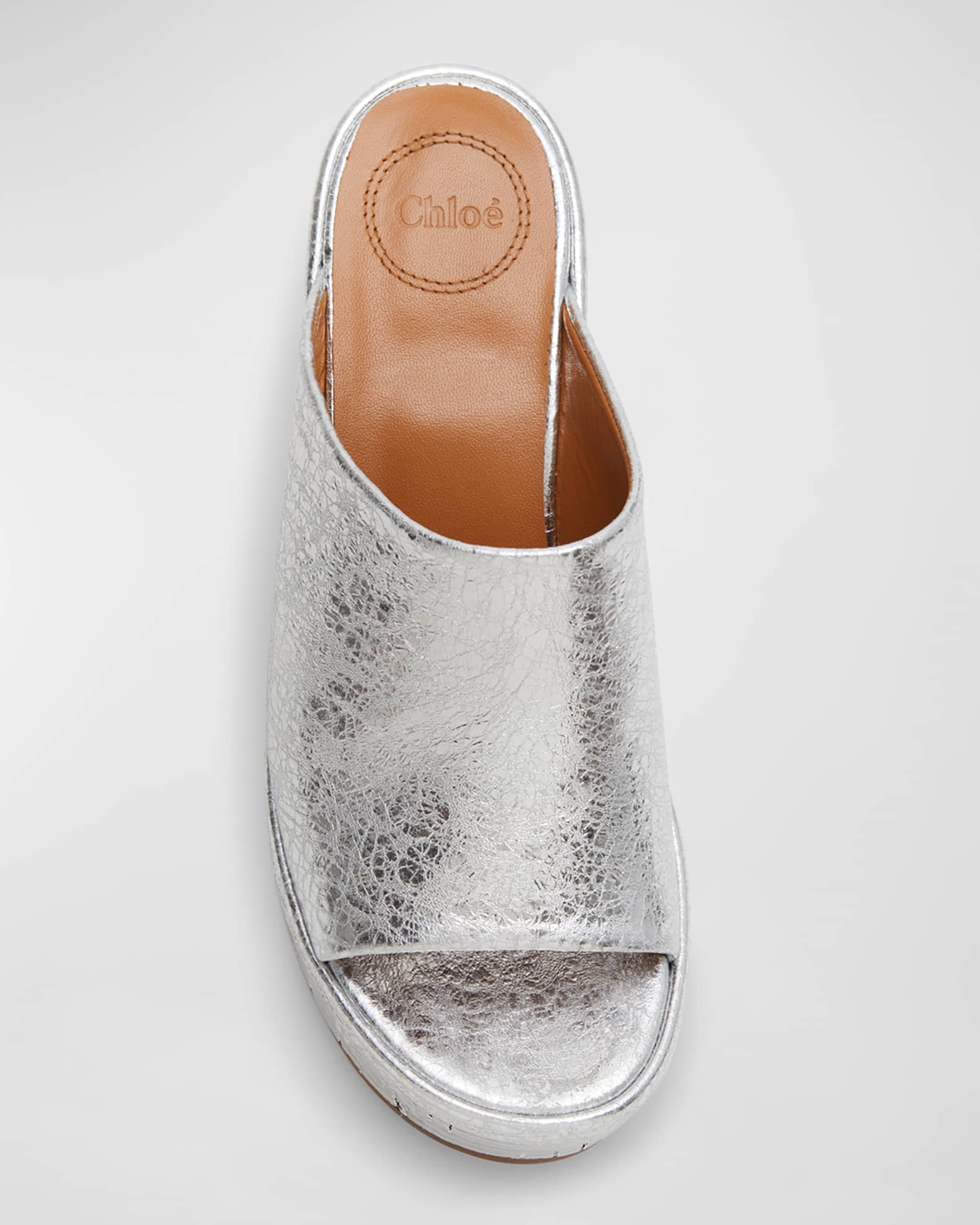 Chloe Oli Metallic Slide Platform Sandals | Neiman Marcus