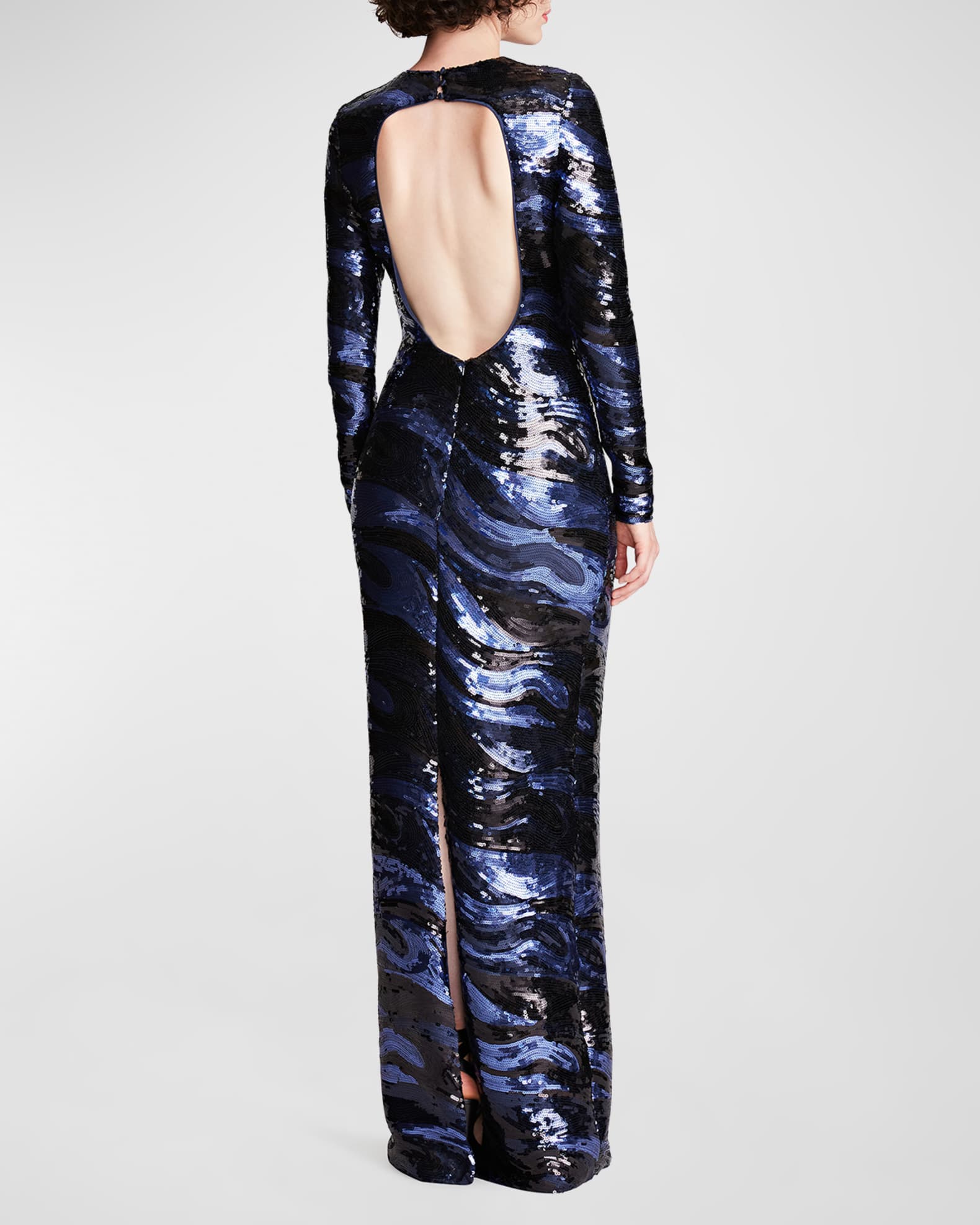 Halston Whitney Cutout Sequin Swirl Column Gown | Neiman Marcus