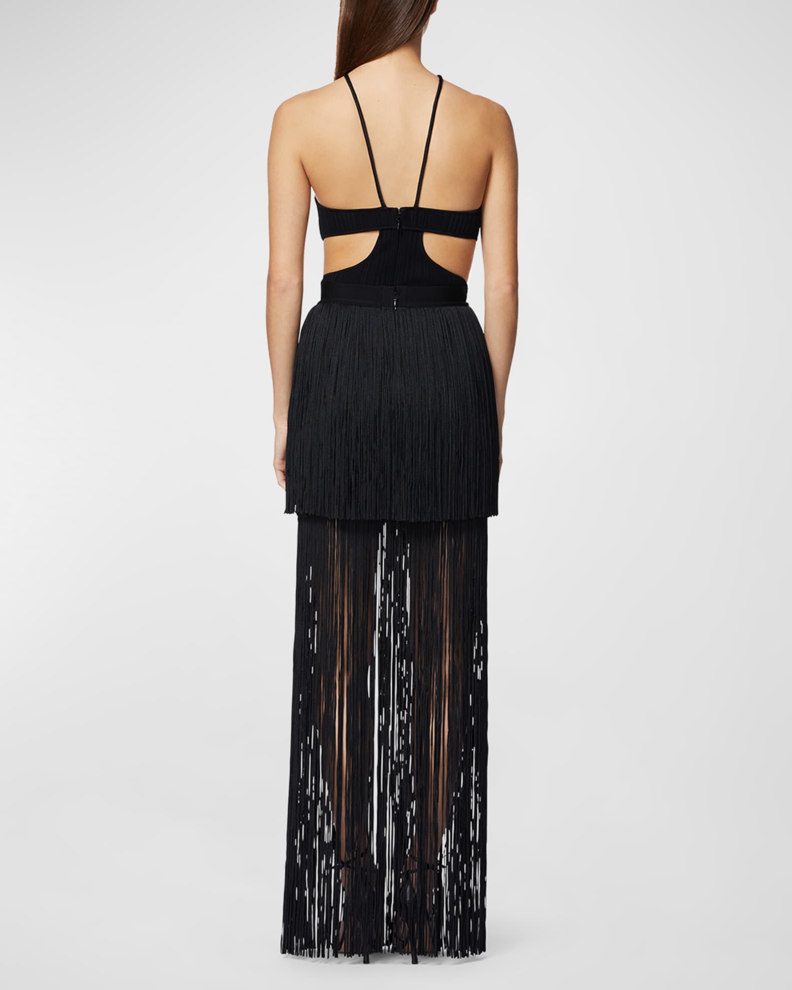 Herve Leger Tiered Fringe Maxi Skirt | Neiman Marcus