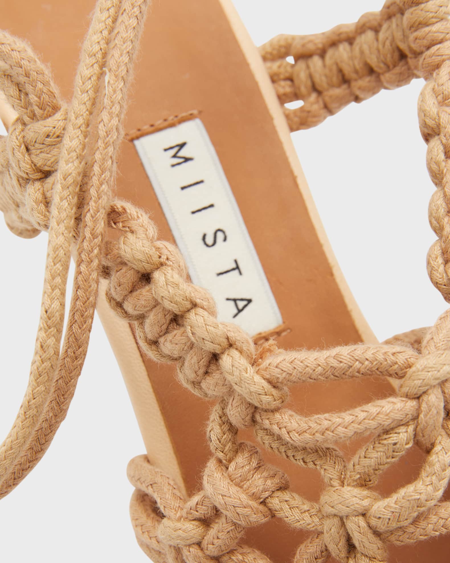 Miista Stephanie Braided Rope Ankle-Tie Sandals | Neiman Marcus