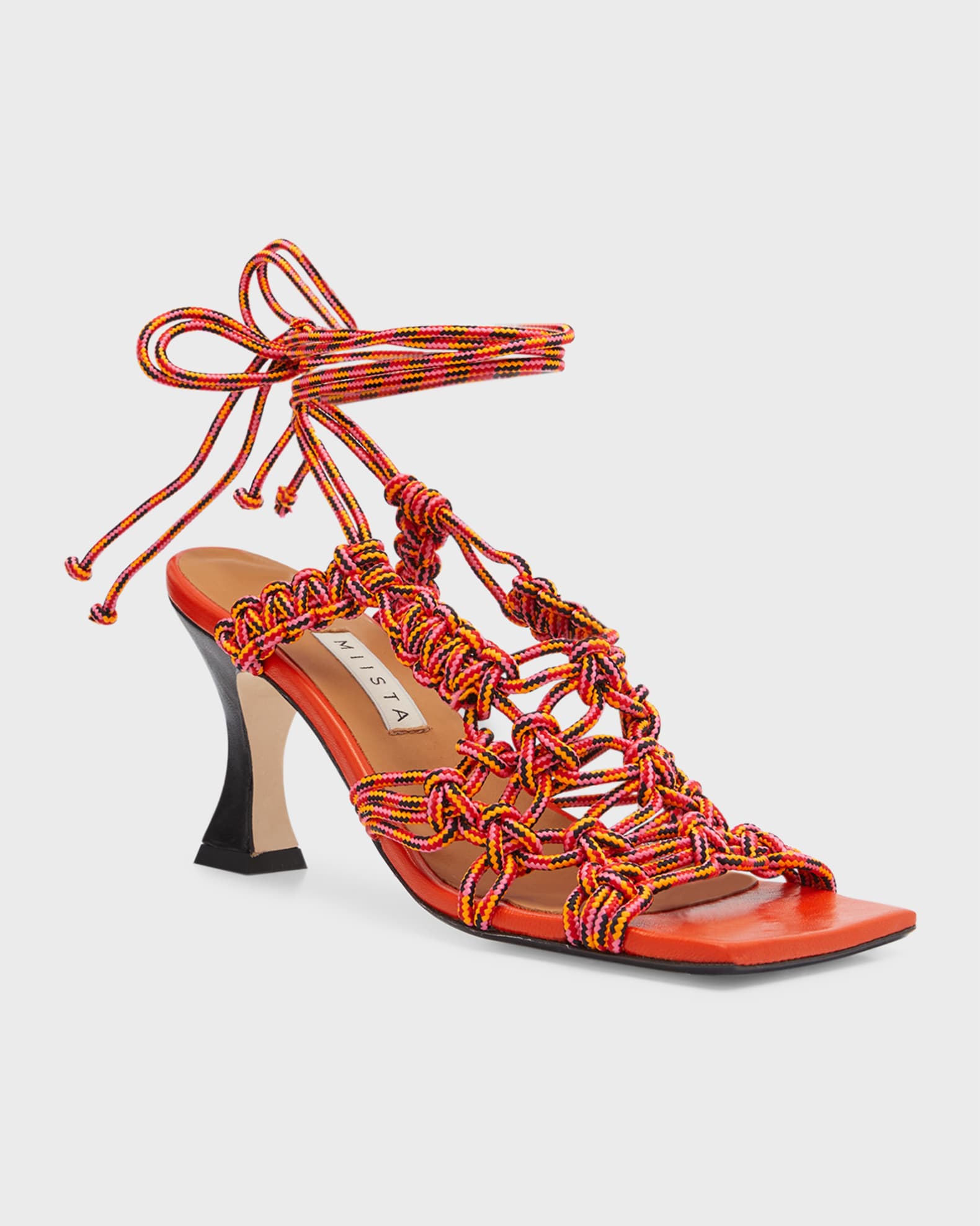 Miista Stephanie Braided Rope Ankle-Tie Sandals | Neiman Marcus