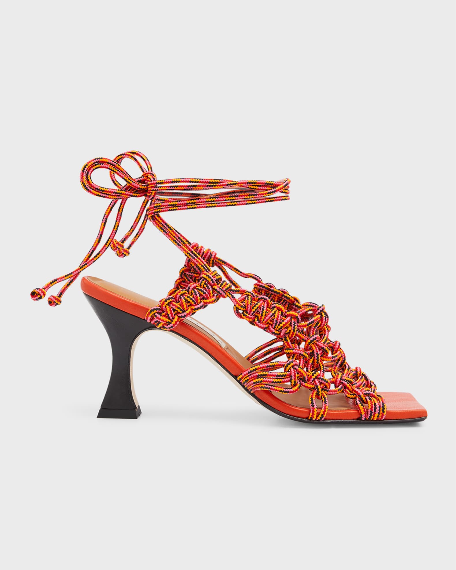 Miista Stephanie Braided Rope Ankle-Tie Sandals | Neiman Marcus