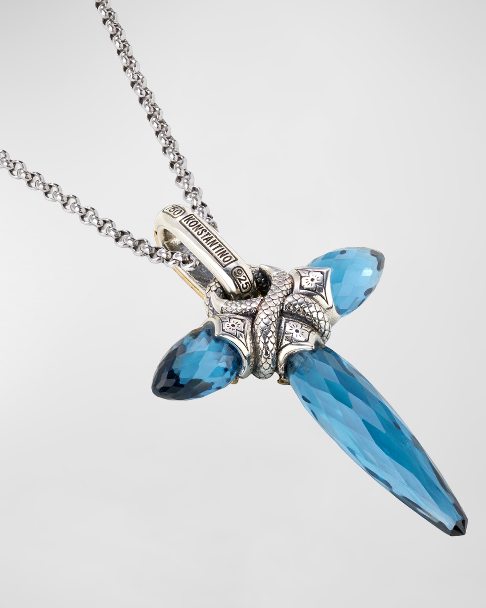 Konstantino 18k Gold Blue Spinel Cross Pendant | Neiman Marcus