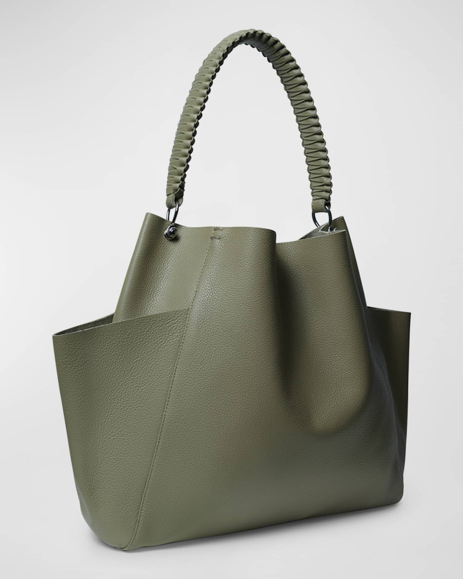 Callista Grained Leather Shoulder Bag | Neiman Marcus