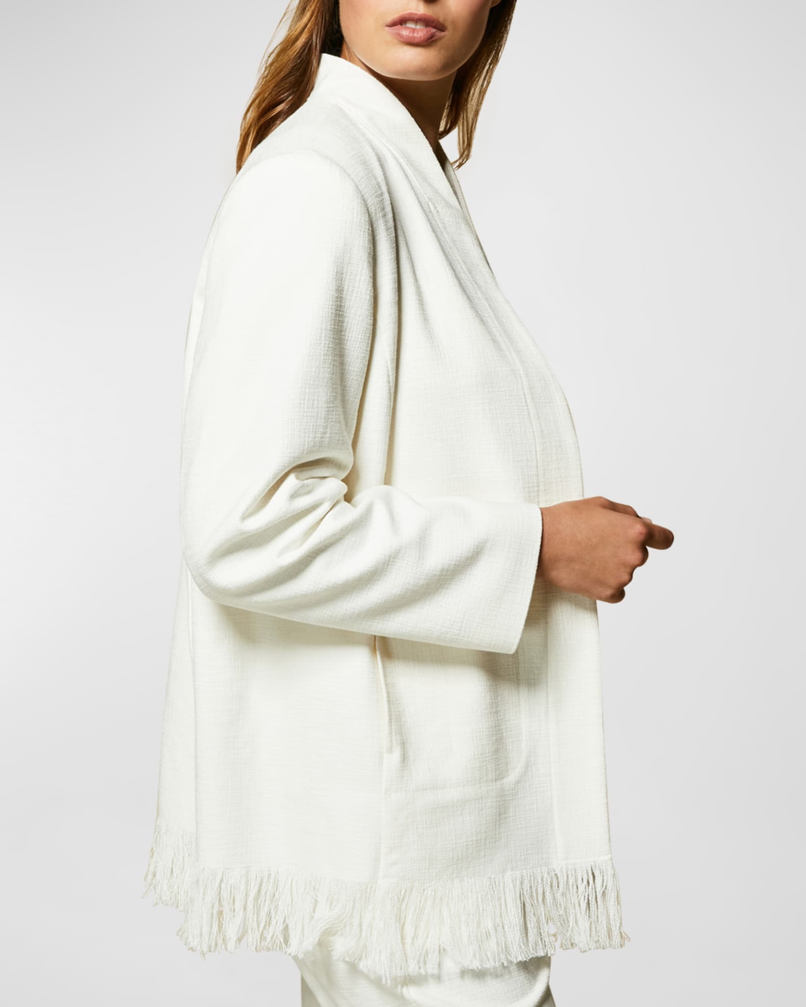 Marina Rinaldi Plus Size Candela Open-Front Fringe-Trim Jacket | Neiman ...