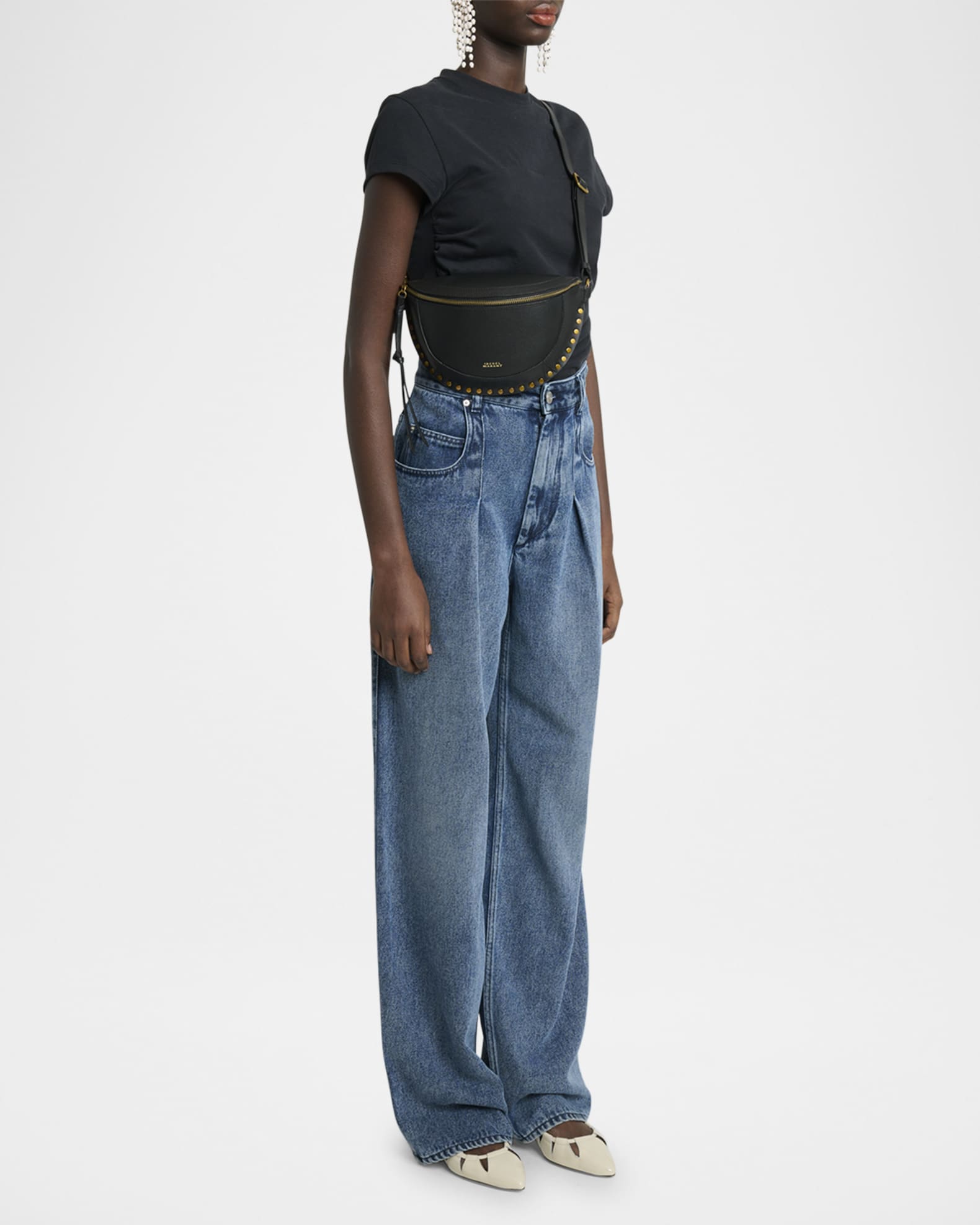 Isabel Marant Skano Studded Leather Shoulder Bag | Neiman Marcus