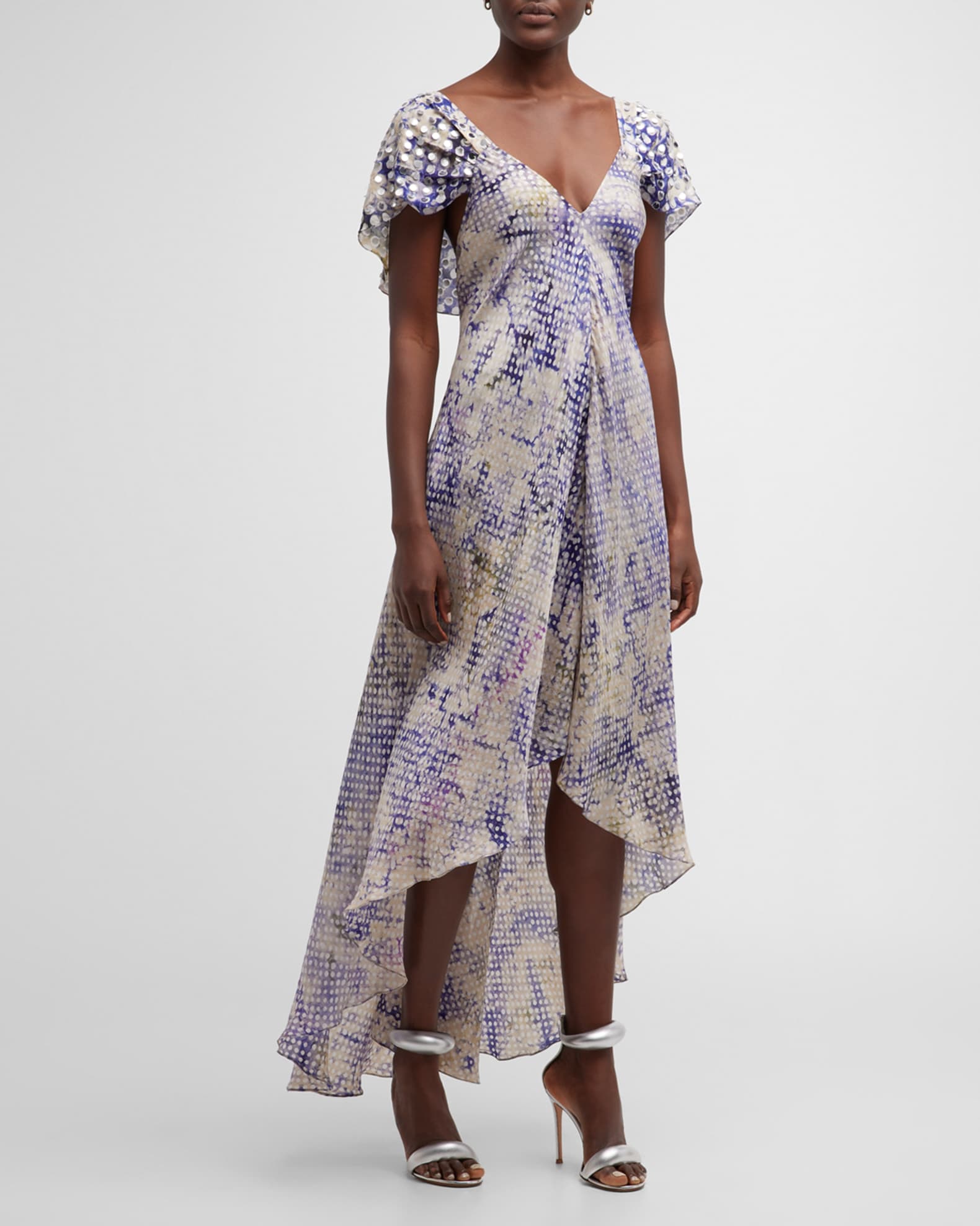 Mes Demoiselles Dinette Polka-Dot High-Low Maxi Dress | Neiman Marcus