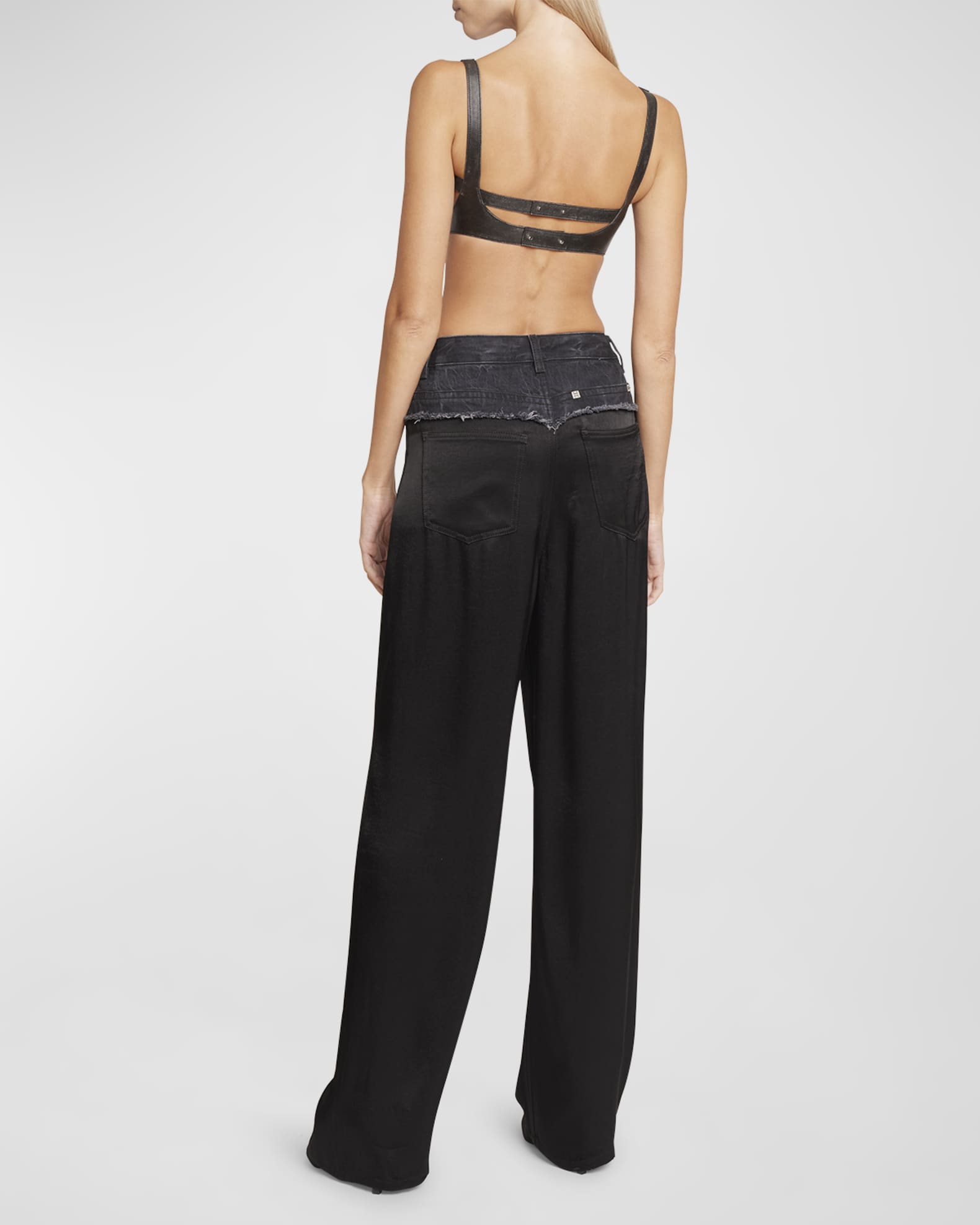 Givenchy Mixed Media Wide-Leg Denim Pants | Neiman Marcus