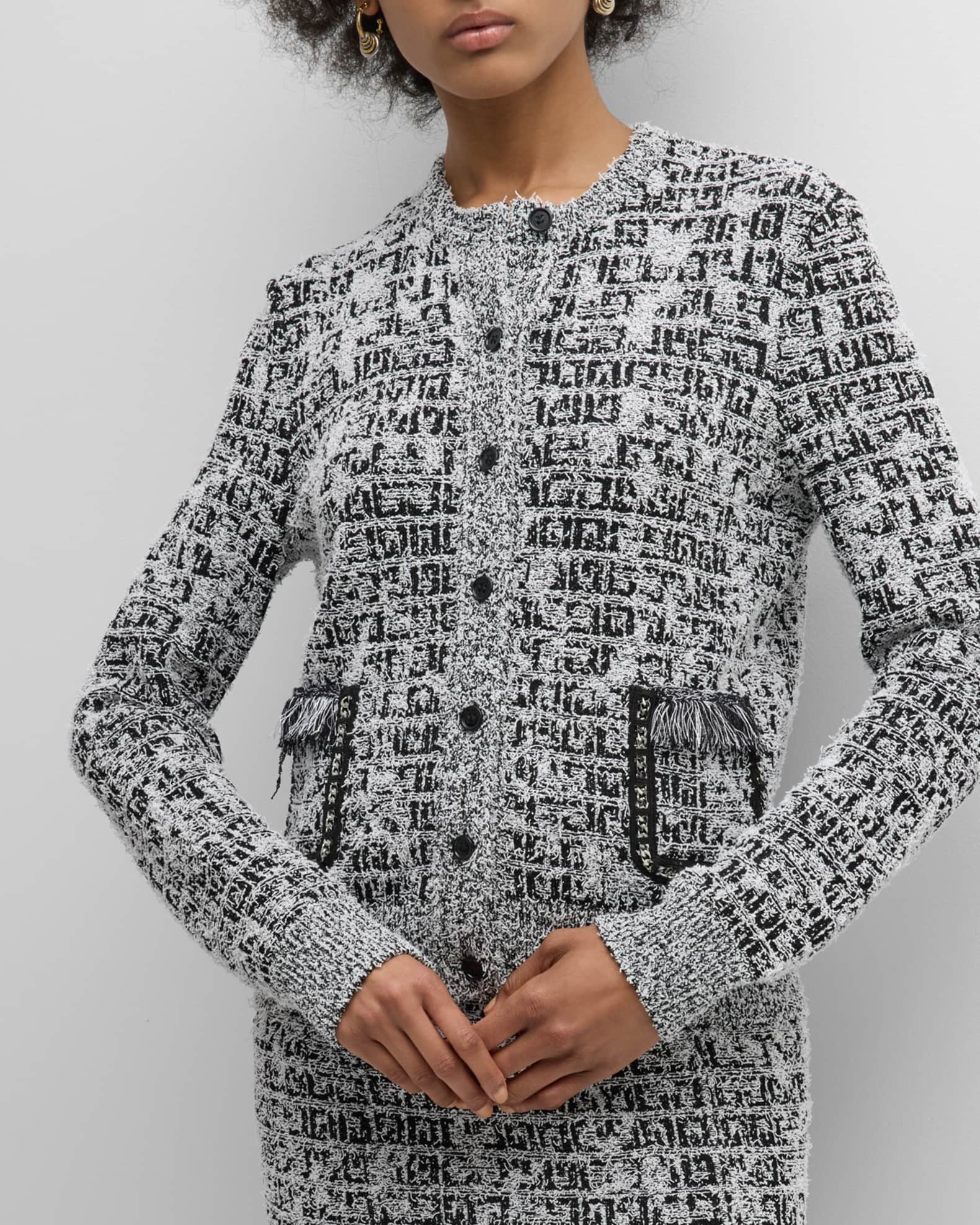 Givenchy Logo-Print Tweed-Knit Short Jacket | Neiman Marcus