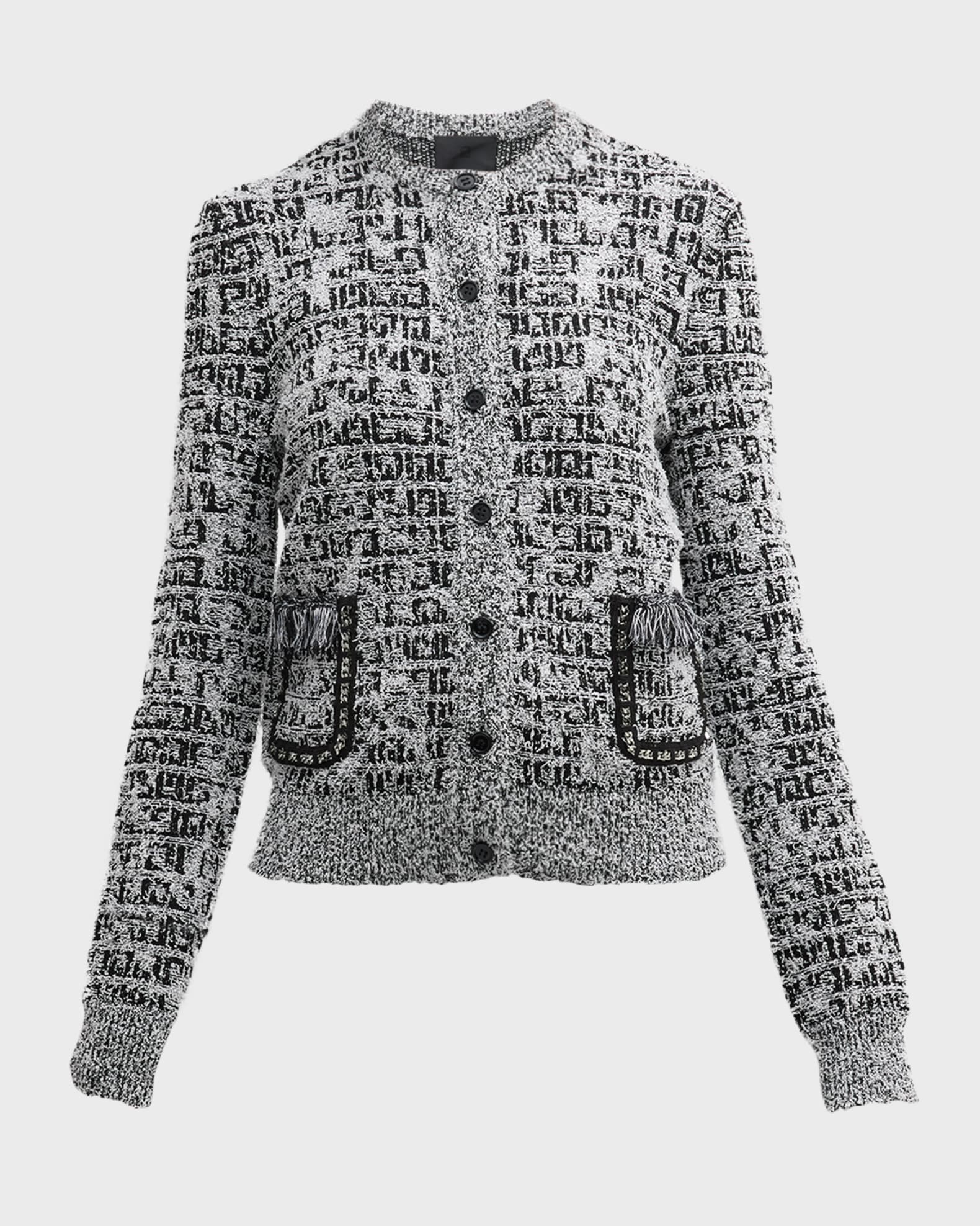 Givenchy Logo-Print Tweed-Knit Short Jacket | Neiman Marcus