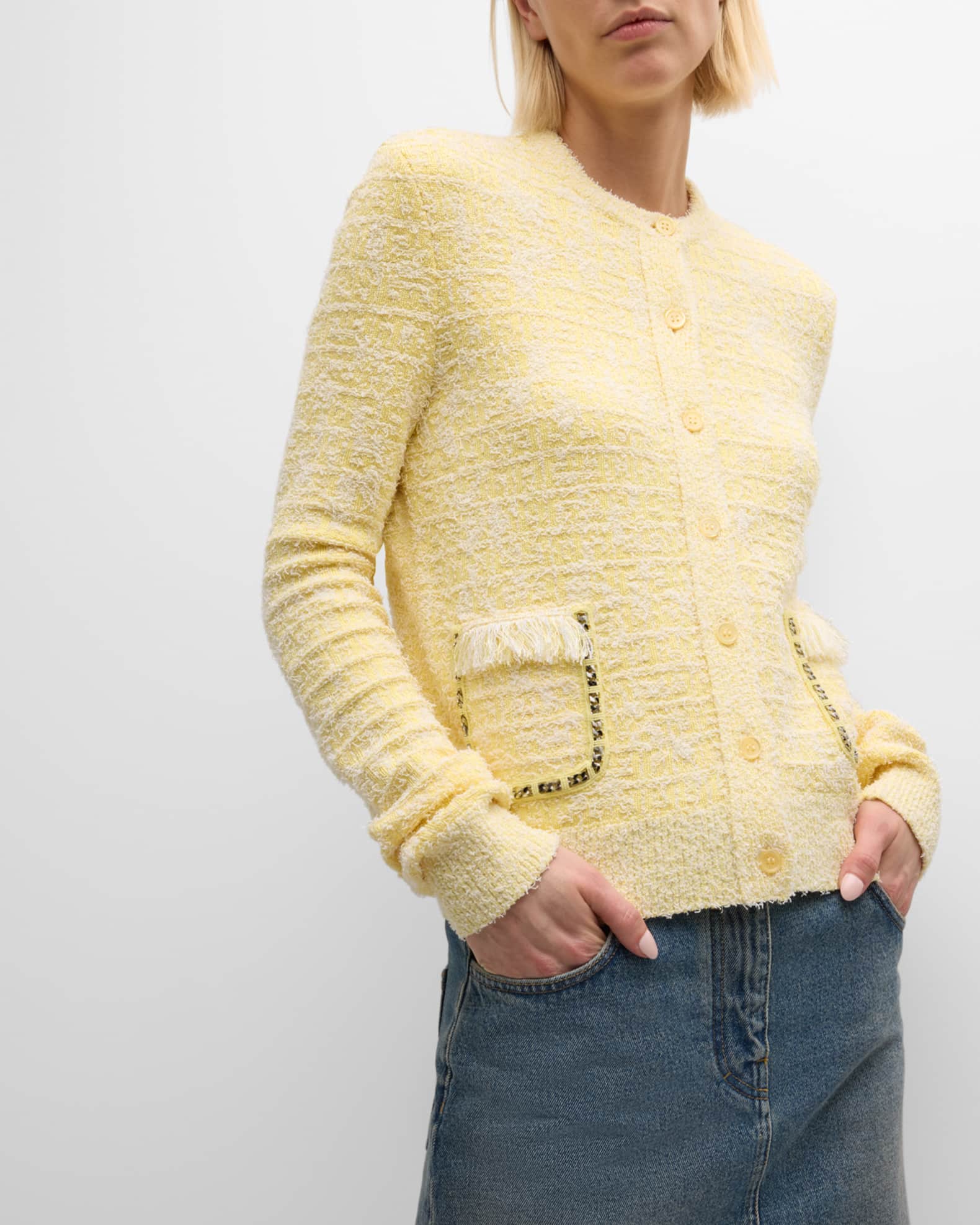 Givenchy Logo-Print Tweed-Knit Short Jacket | Neiman Marcus