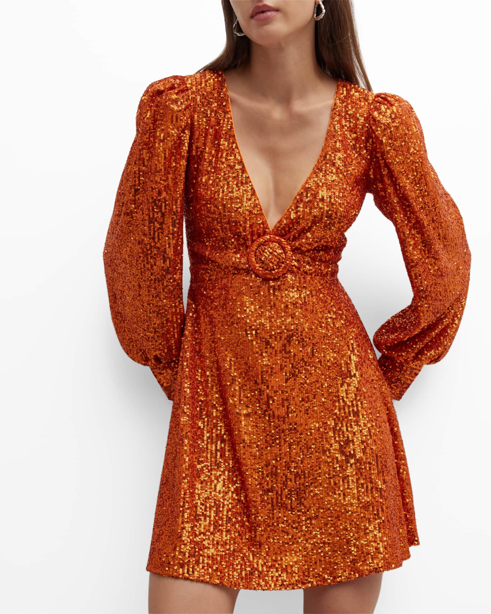 One33 Social Deep V-Neck Sequin Mini Dress | Neiman Marcus
