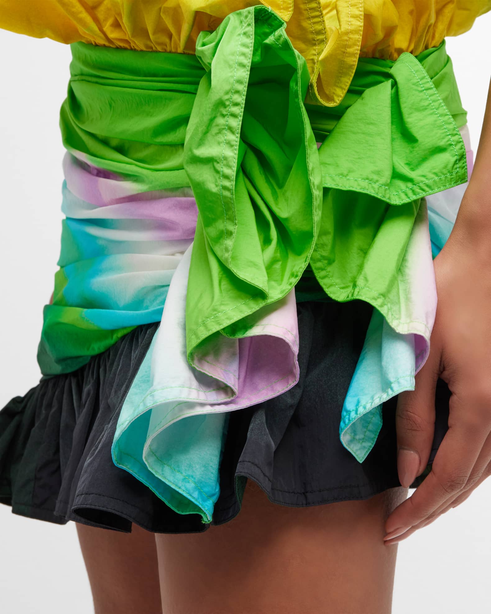 AREA Ombre Nylon Ruffle Mini Skirt | Neiman Marcus