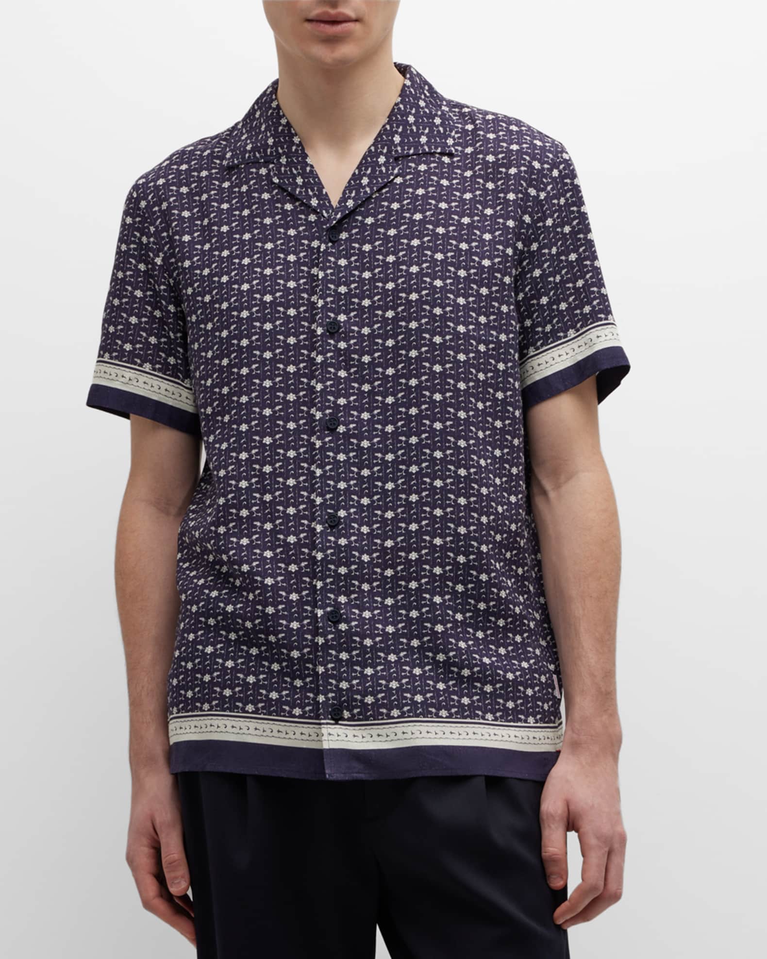 Orlebar Brown Men's Hibbert Bandana-Print Camp Shirt | Neiman Marcus