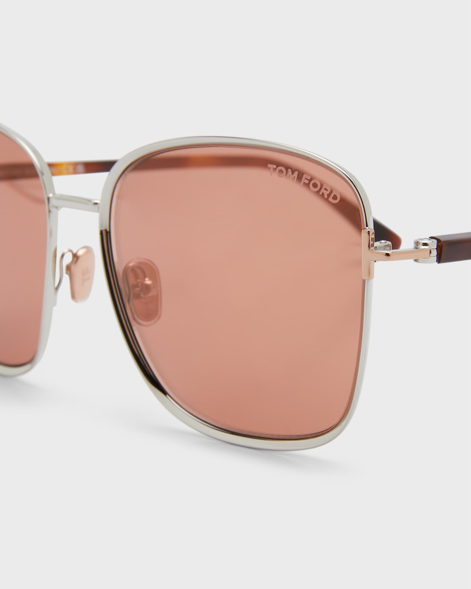 TOM FORD Fern Square Mixed-Media Sunglasses | Neiman Marcus