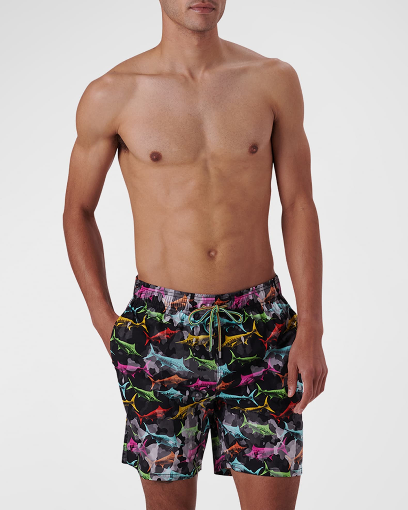 Bugatchi Men's Multicolor Longnose Fish Swim Shorts | Neiman Marcus