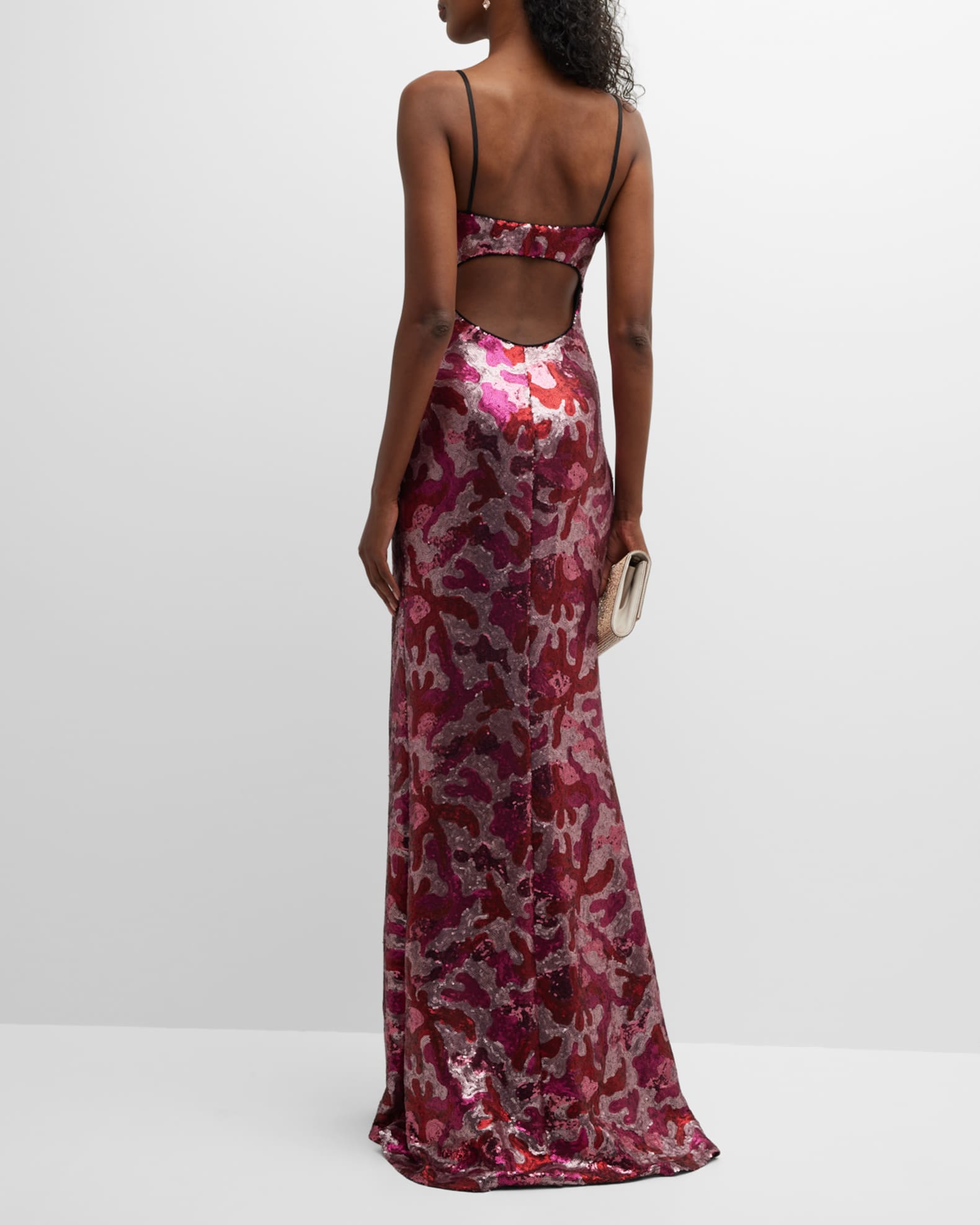 SHO Sleeveless Sequin Camo A-Line Gown | Neiman Marcus