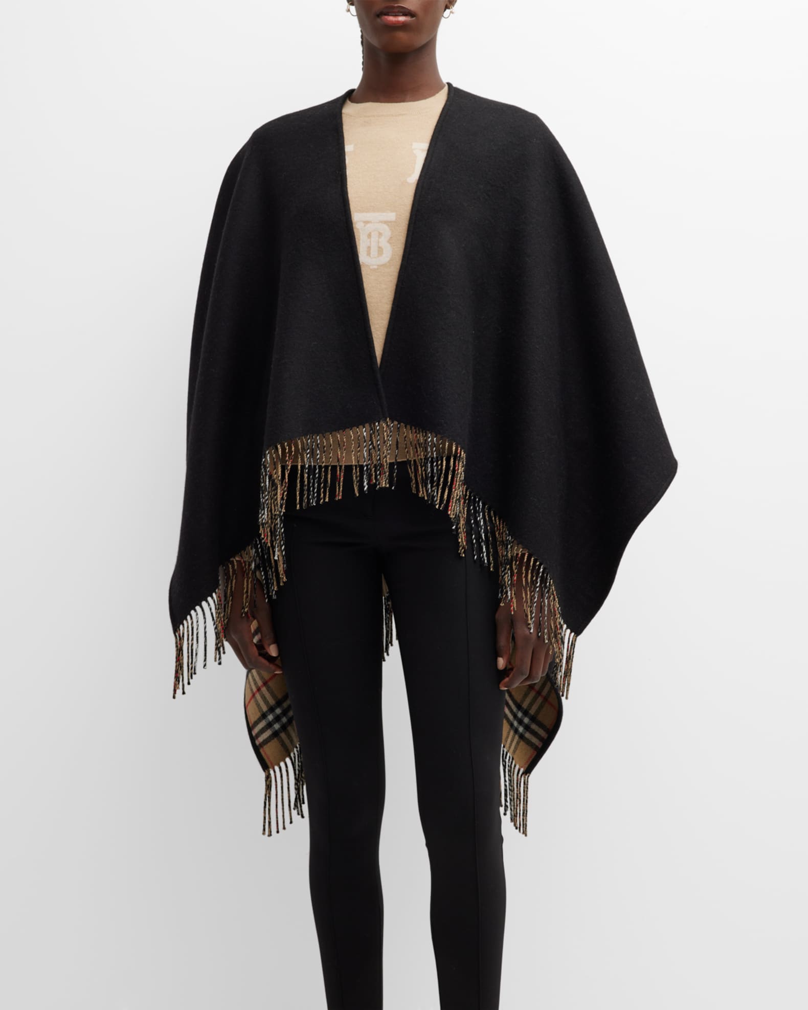 Burberry Reversible Check Wool Cape | Neiman Marcus