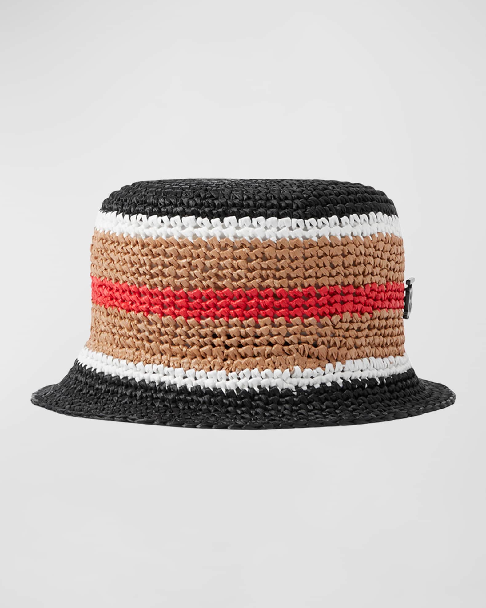 Burberry TB Monogram Striped Bucket Hat | Neiman Marcus