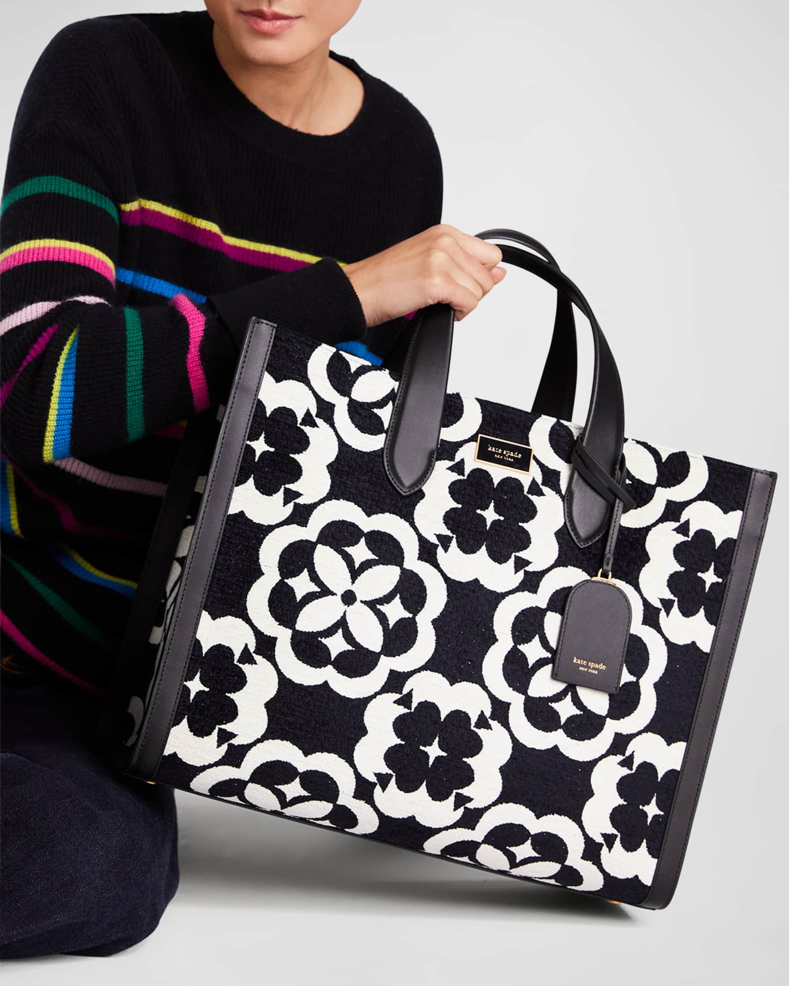 kate spade new york manhattan large spade flower monogram tote bag ...