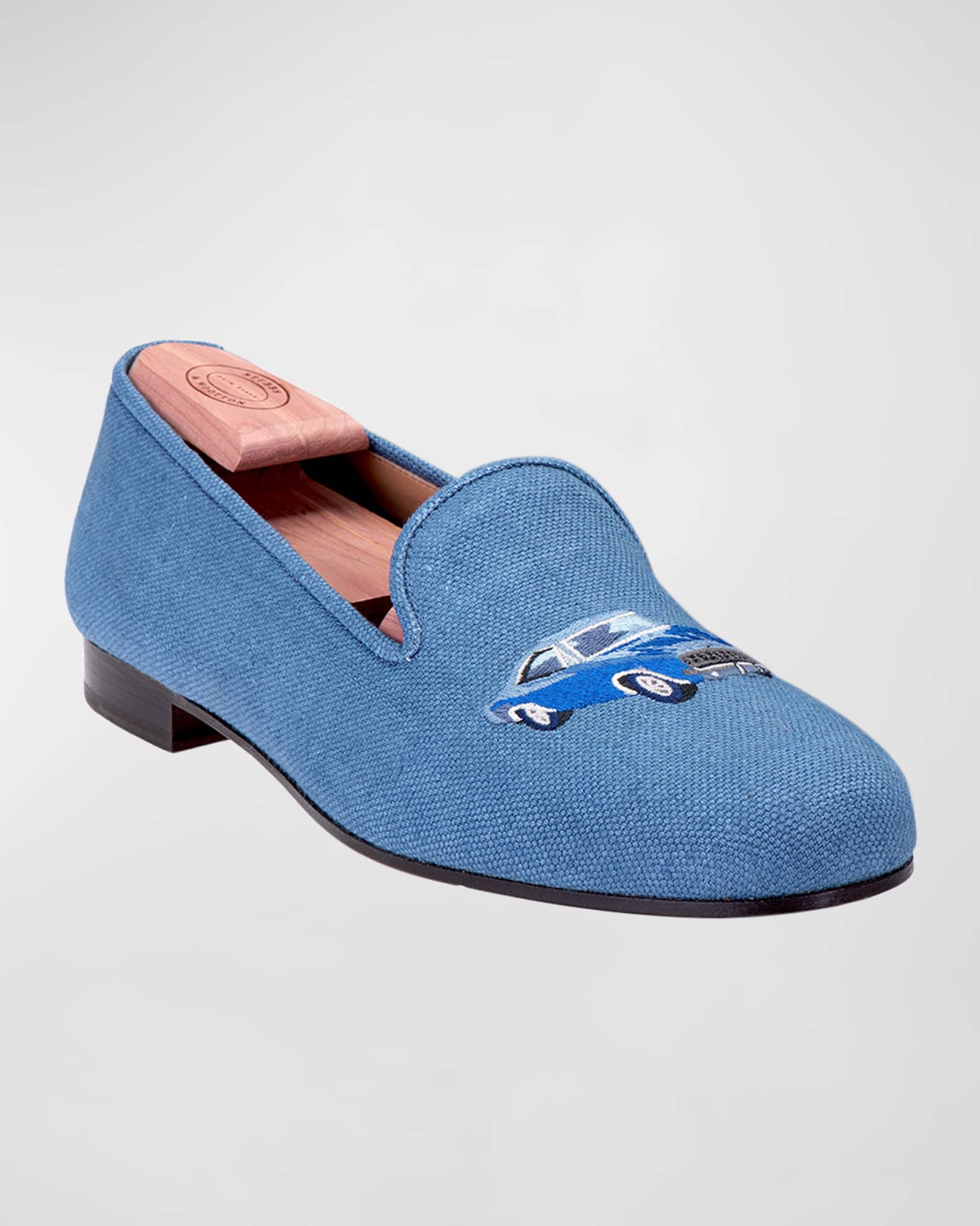 Stubbs and Wootton Men's Embroidered Car Linen Smoking Slippers ...