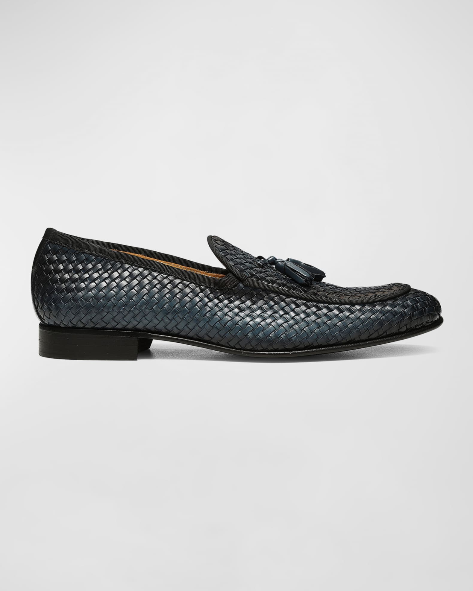 Donald Pliner Men's Spirro Woven Leather Tassel Loafers | Neiman Marcus