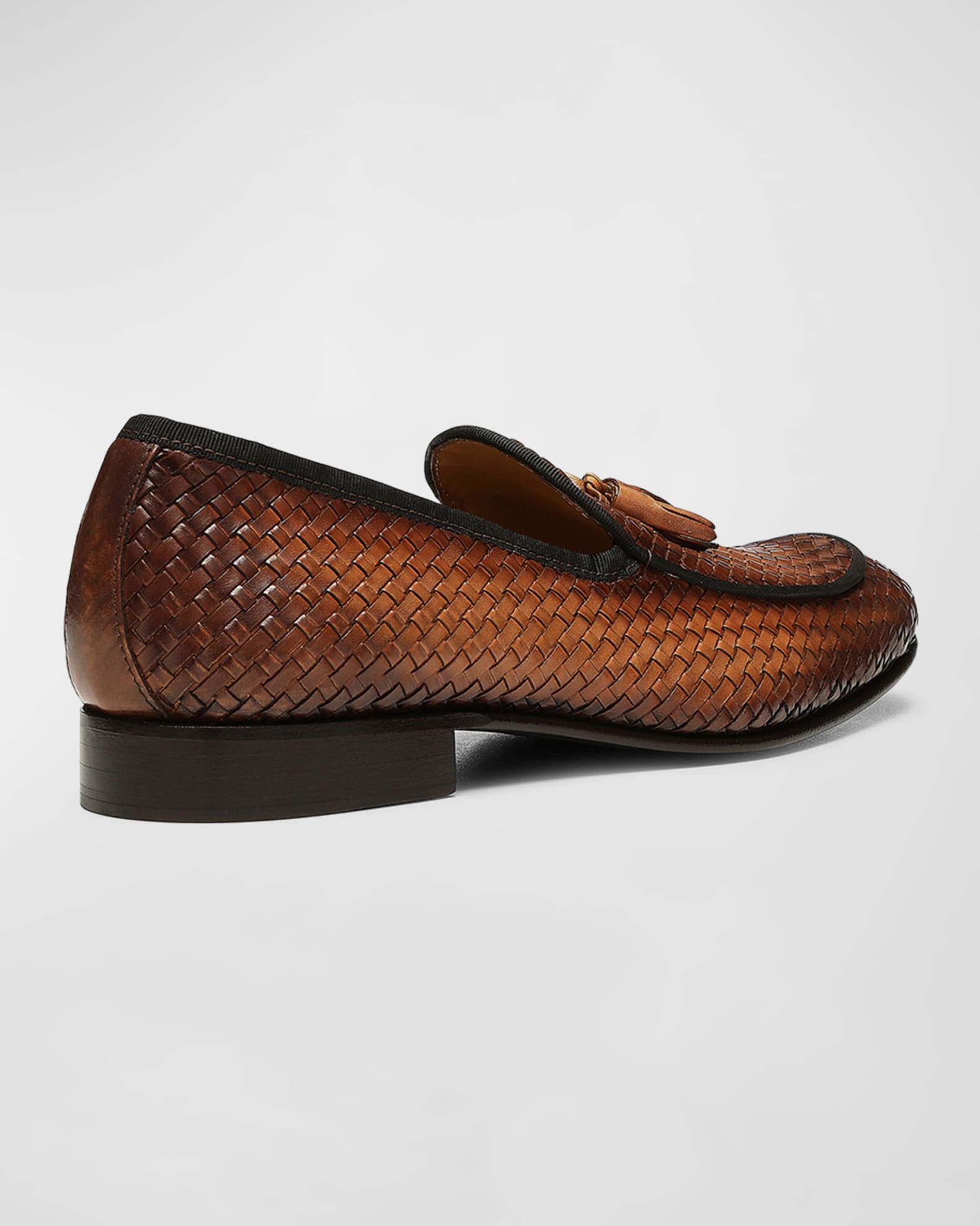 Donald Pliner Men's Spirro Woven Leather Tassel Loafers | Neiman Marcus