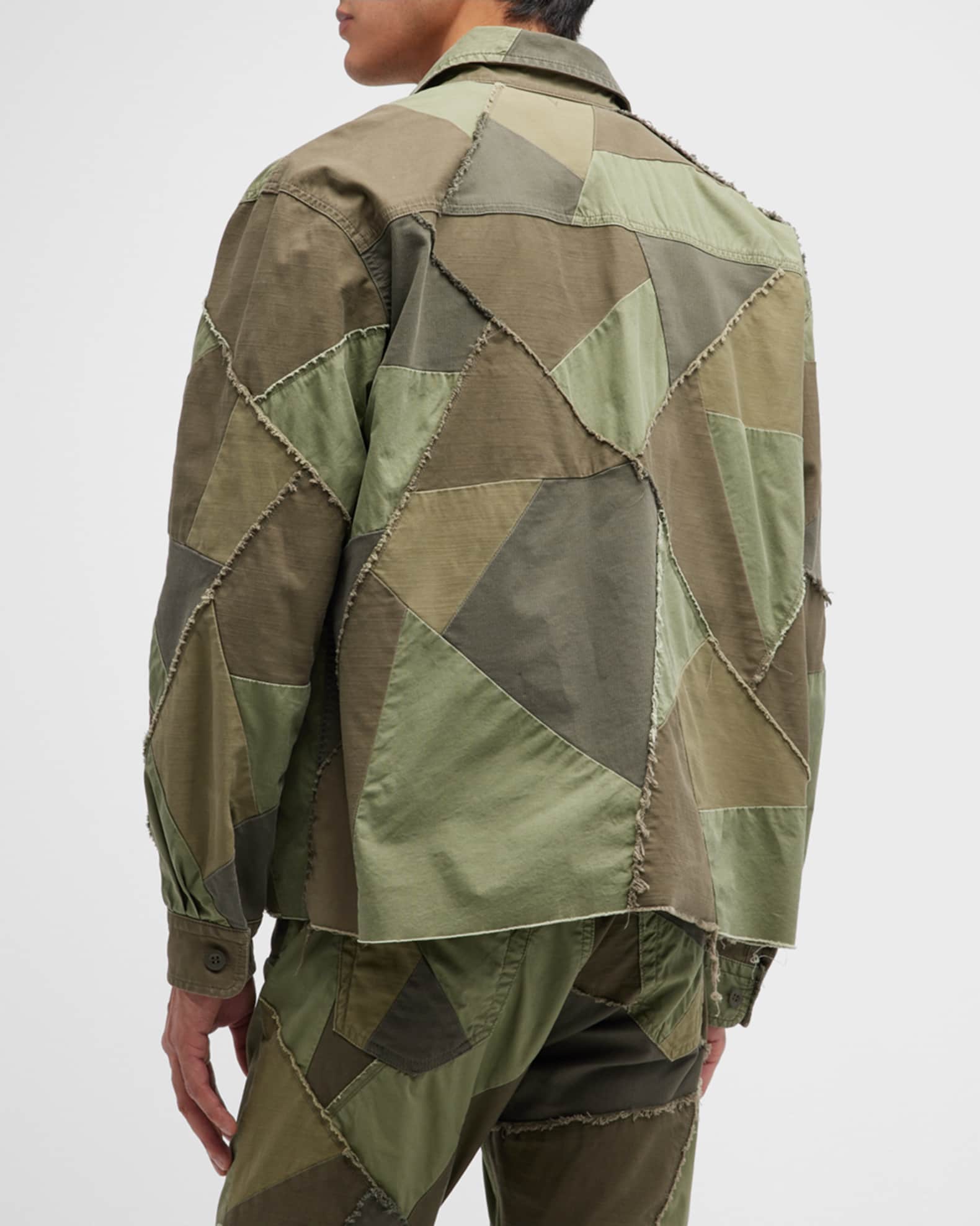 John Elliott Men's Patchwork Military Shirt | Neiman Marcus