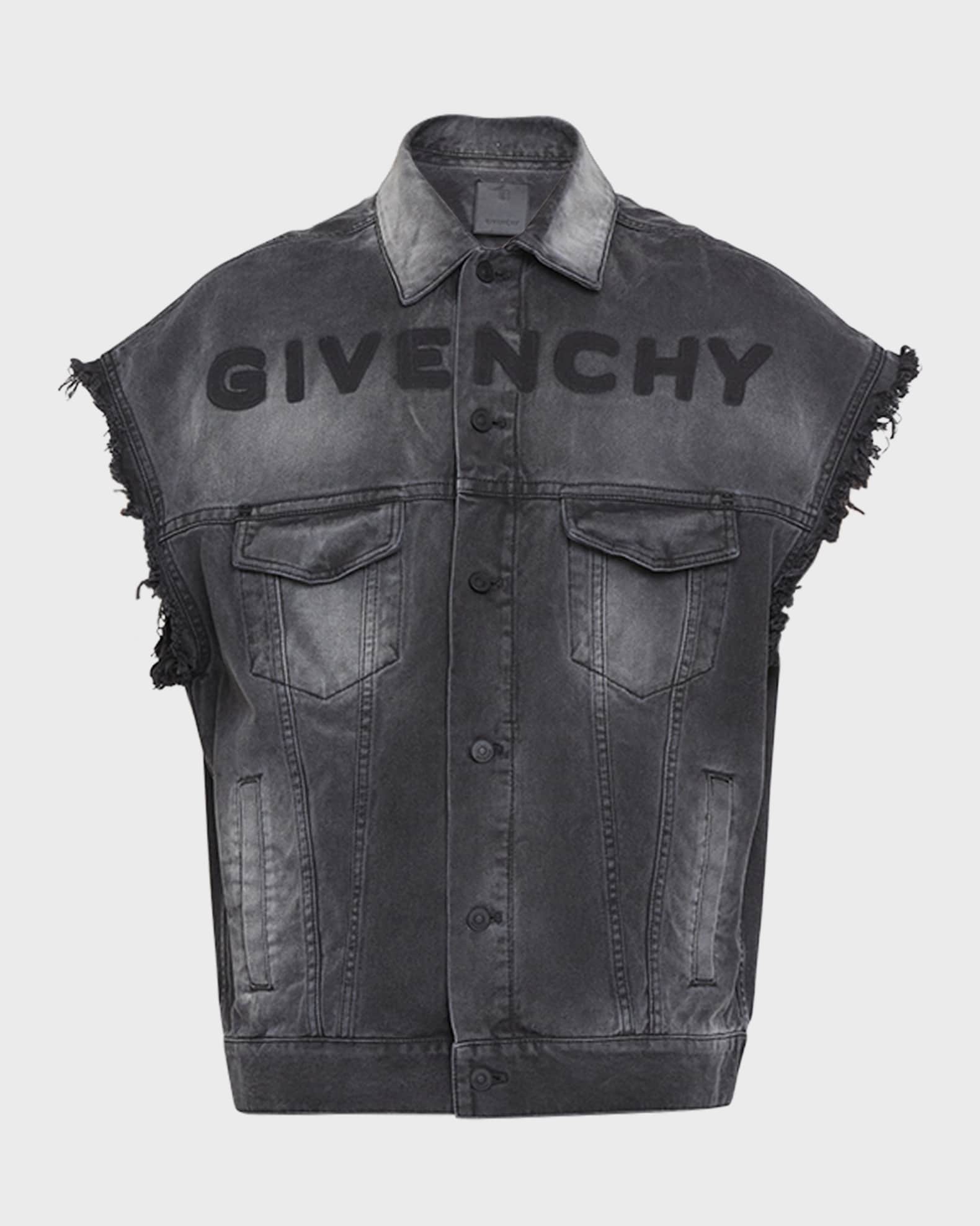 Givenchy Men's Logo Denim Vest | Neiman Marcus