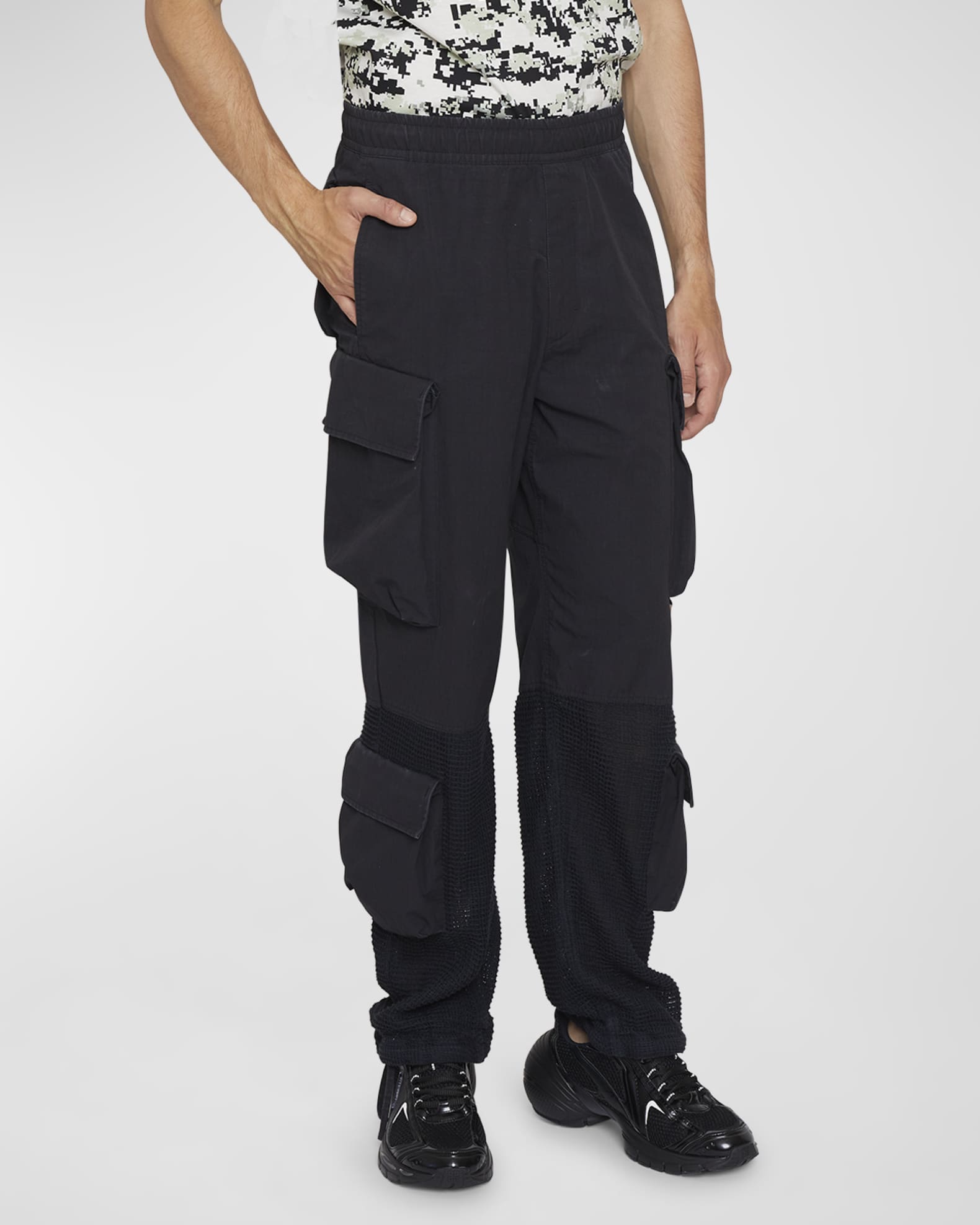 Givenchy Men's Half-Mesh Cargo Pants | Neiman Marcus