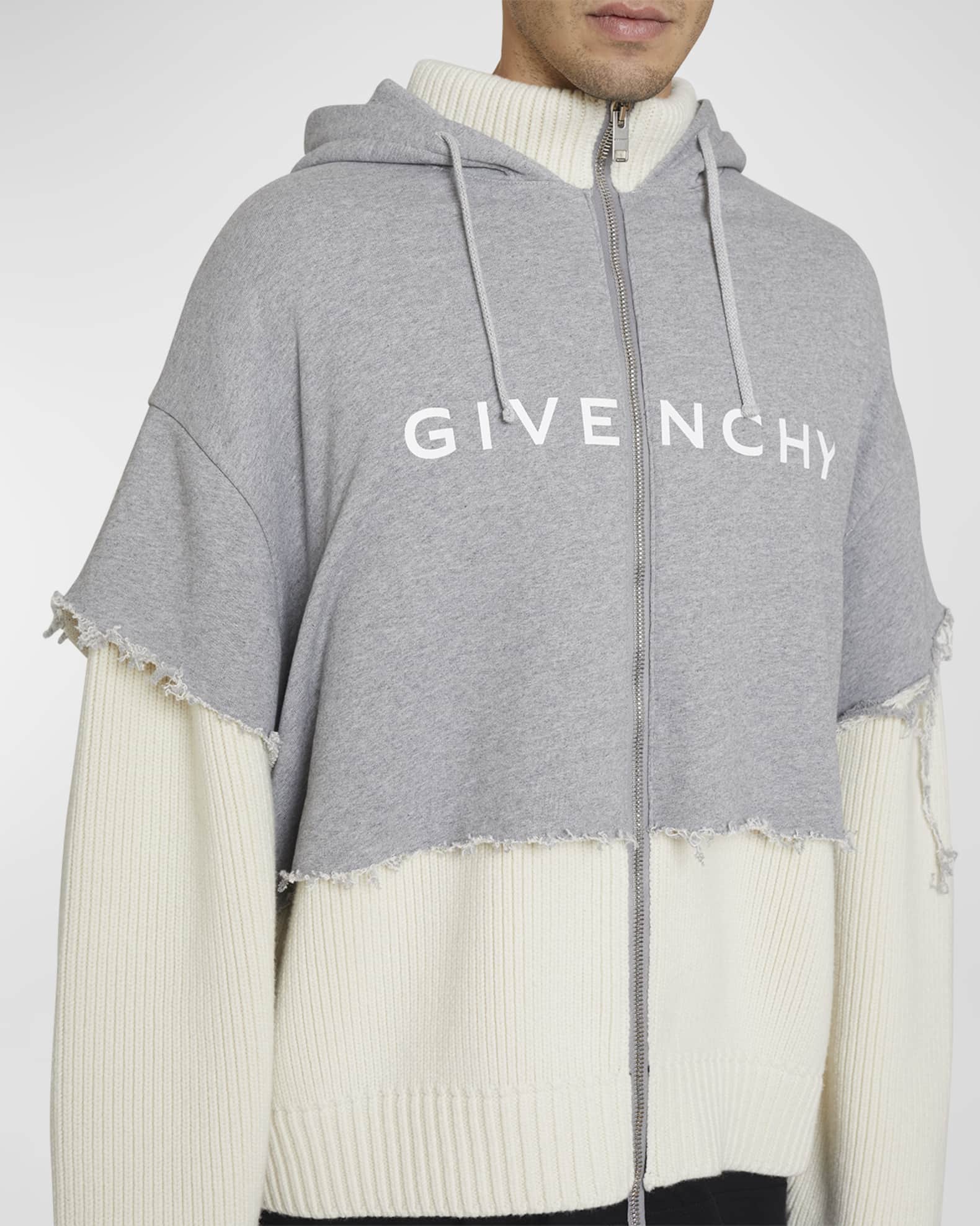 Givenchy Men's Double-Layer Zip Hoodie | Neiman Marcus