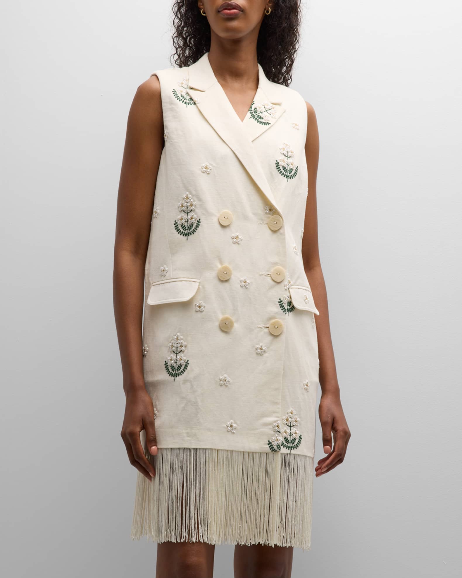 EDDY Meadow Fringe Vest Mini Dress | Neiman Marcus