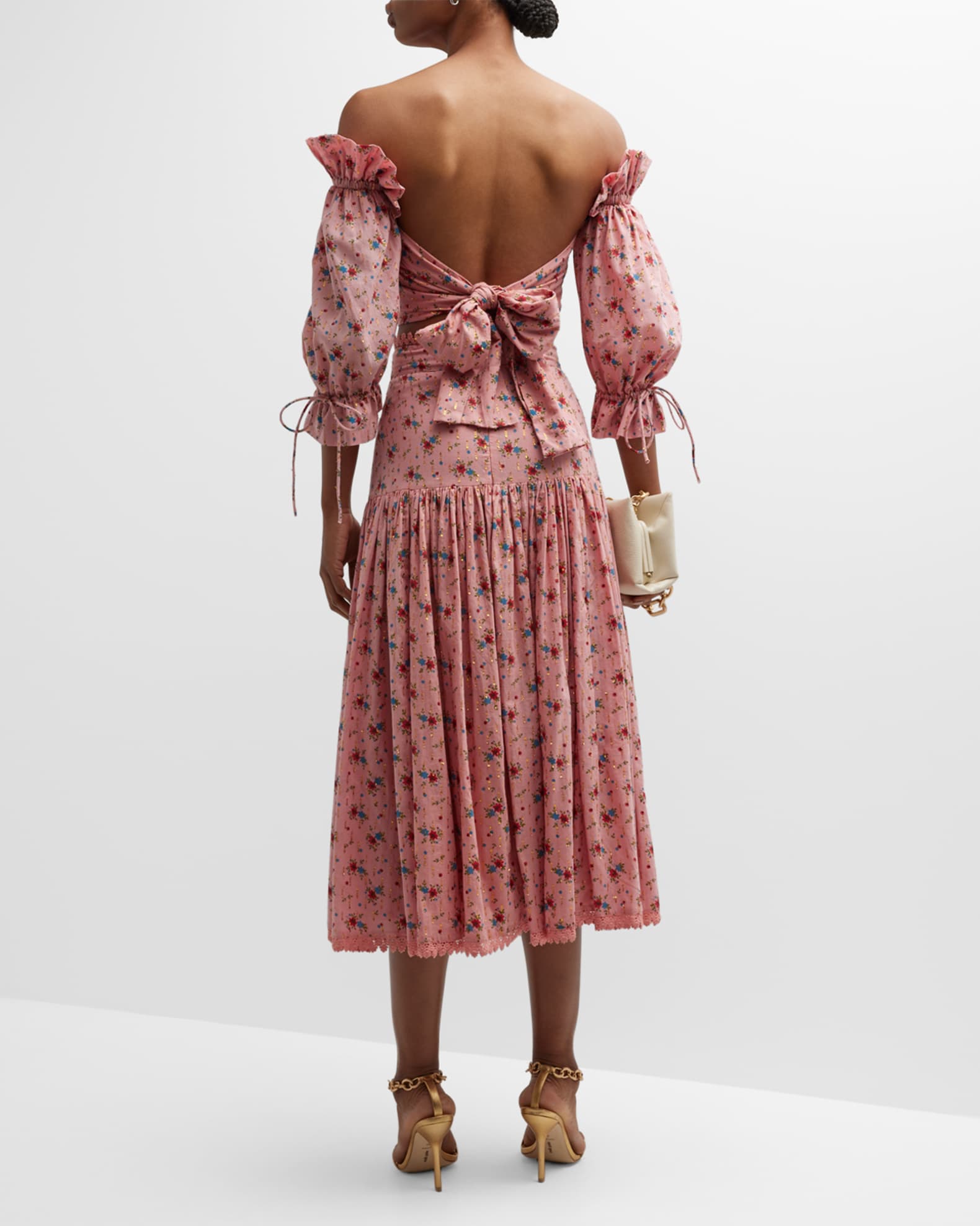 EDDY Casey Tie-Back Puff-Sleeve Crop Top | Neiman Marcus