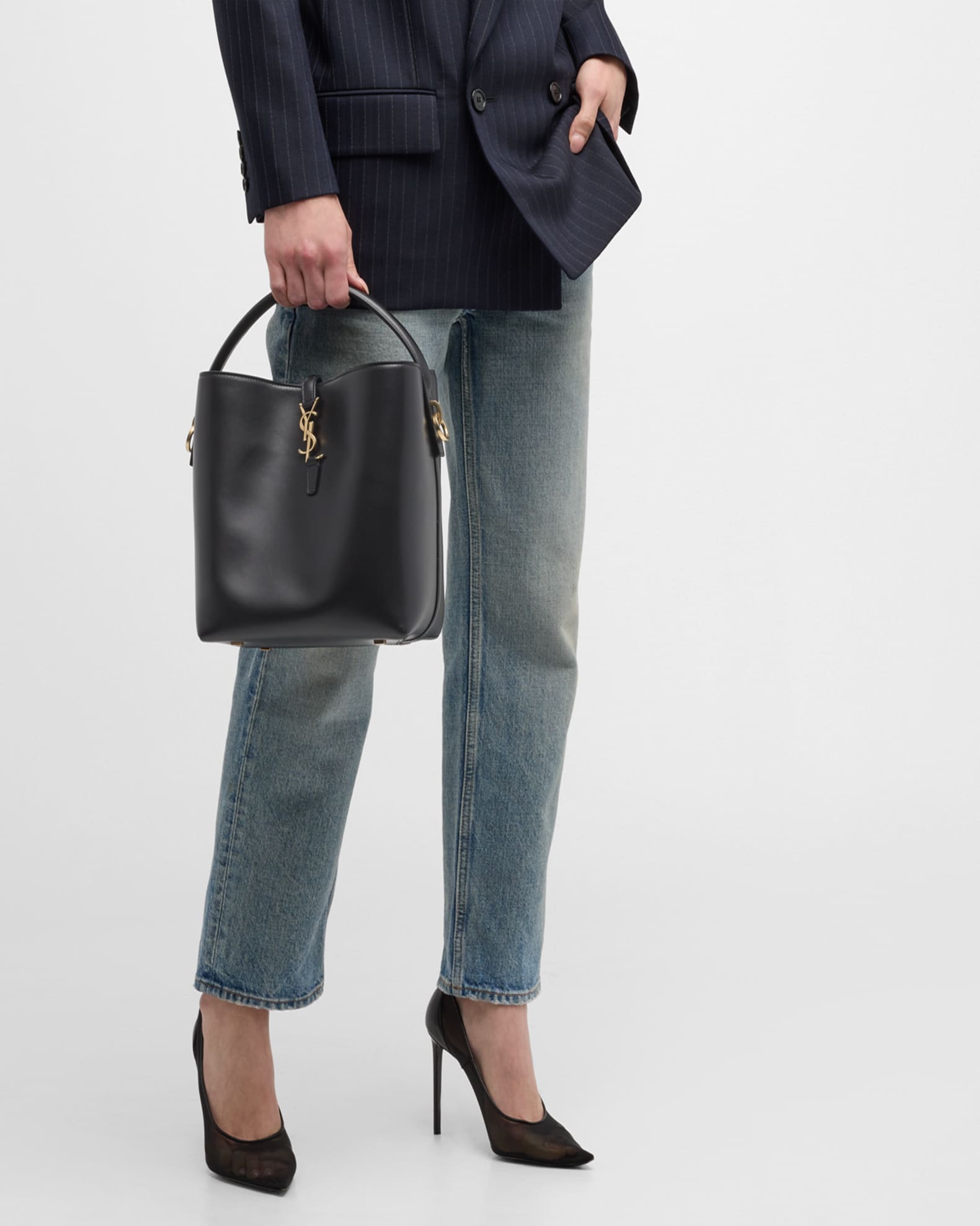 Saint Laurent Le 37 YSL Bucket Bag in Smooth Leather | Neiman Marcus