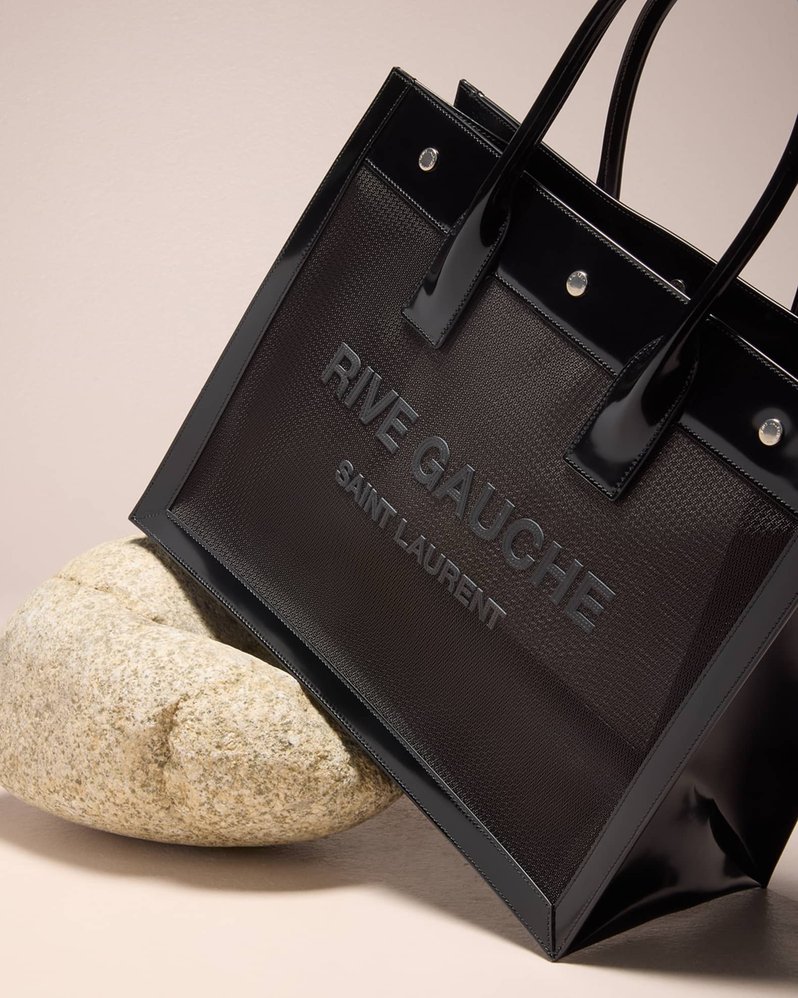 Saint Laurent Rive Gauche Small Tote Bag in Mesh | Neiman Marcus