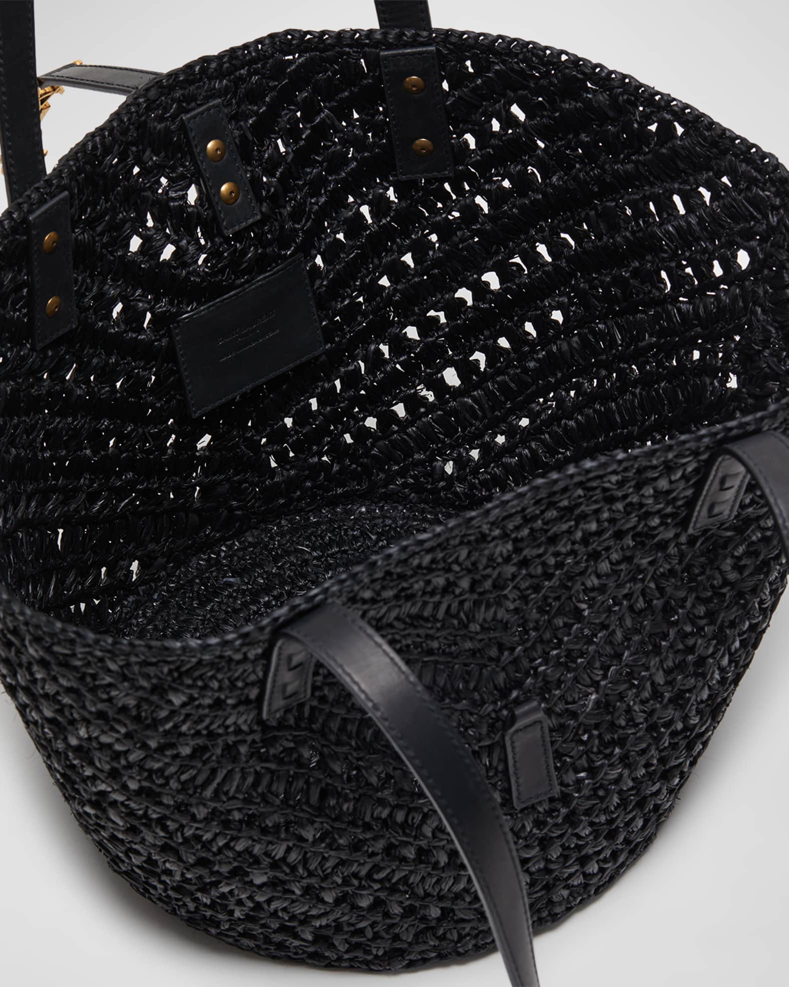 Saint Laurent Panier Small YSL Tote Bag in Raffia | Neiman Marcus