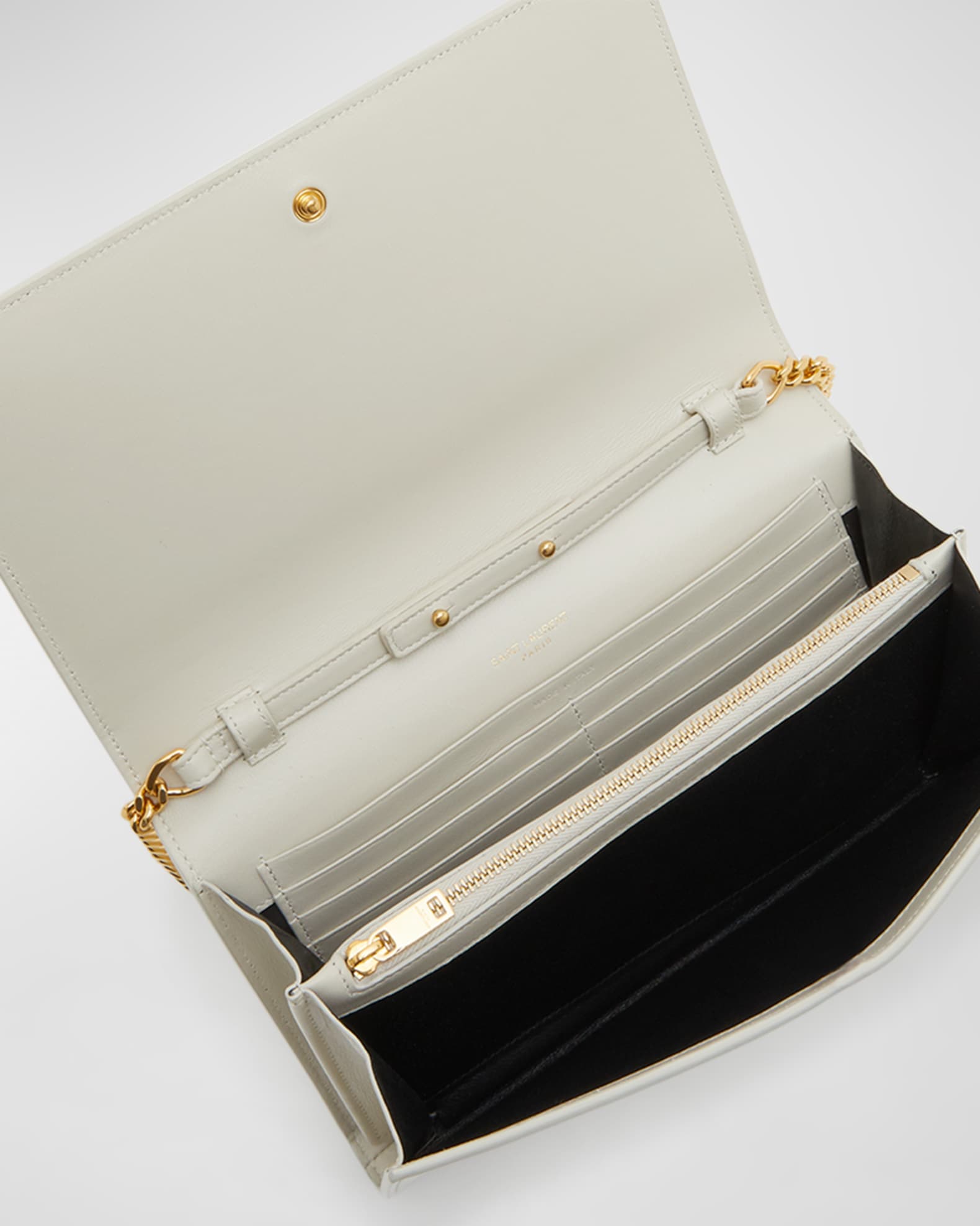 Saint Laurent Kate Medium YSL Wallet on Chain in Croc Embossed Leather ...