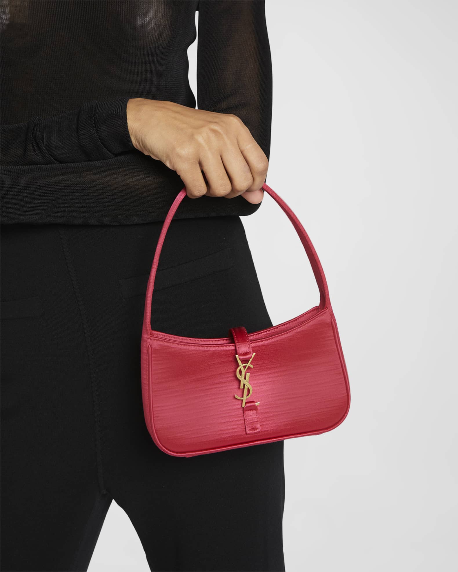 Saint Laurent Le 5 A 7 Mini YSL Shoulder Bag in Satin | Neiman Marcus