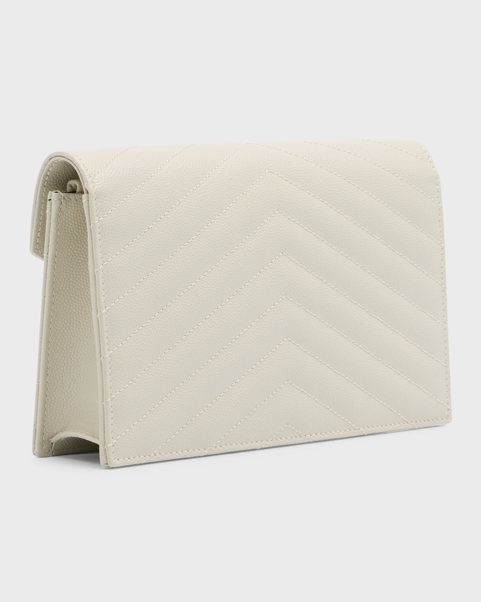 Saint Laurent YSL Monogram Small Wallet on Chain in Grained Leather ...